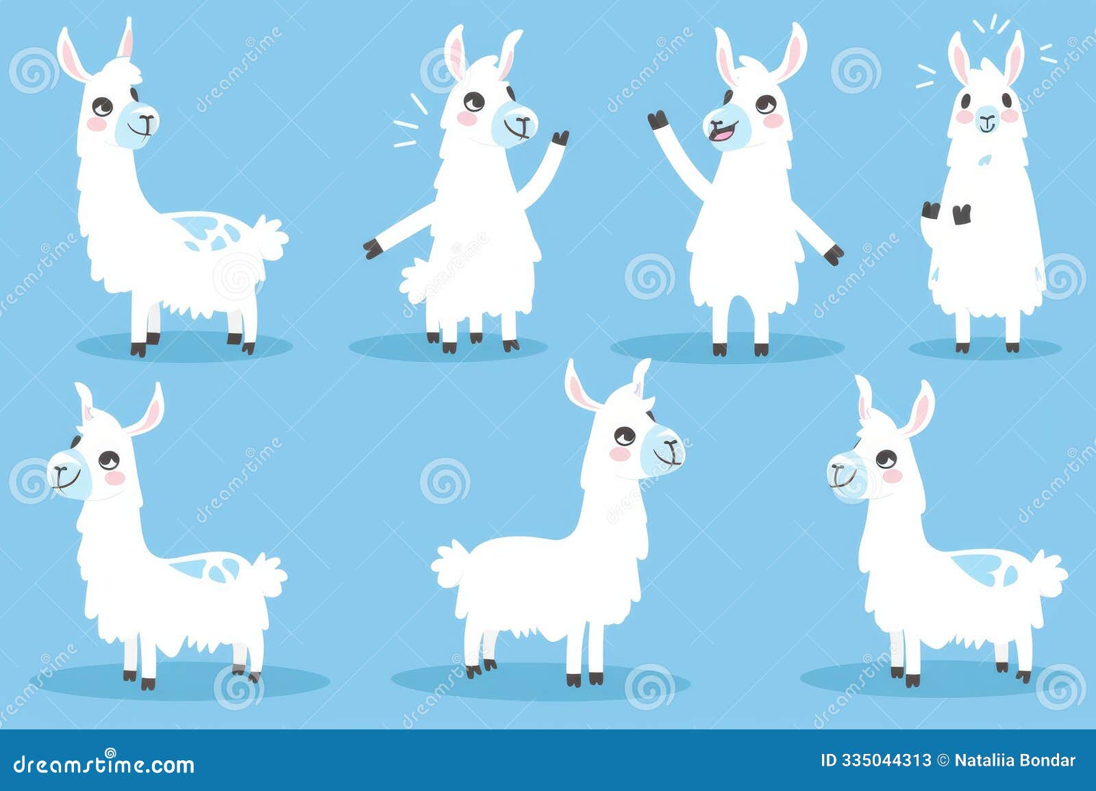 Cute Llama Character Set Illustration Stock Illustration - Illustration of ears, llama: 335044313