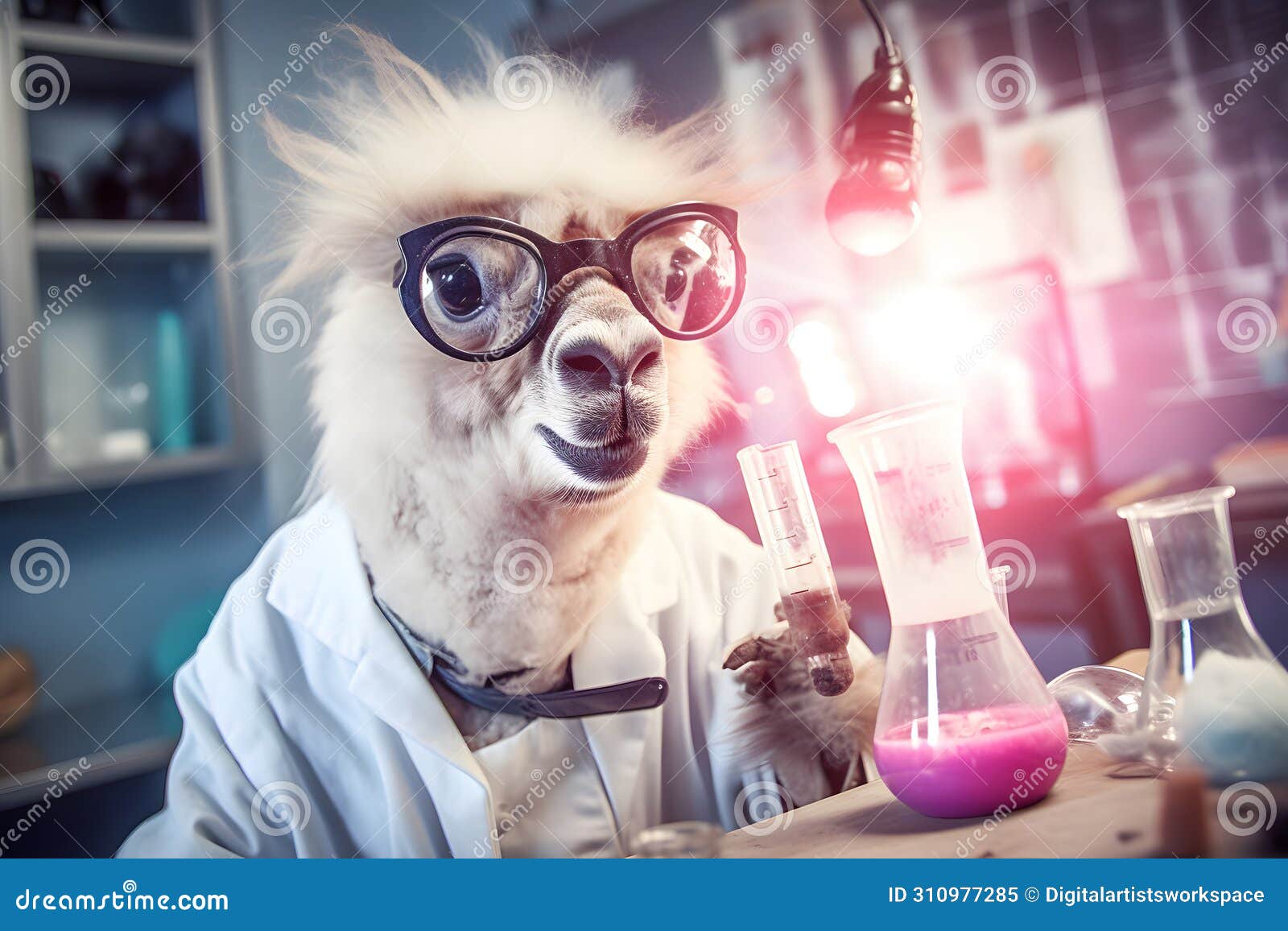 Cute Llama Scientist Works in the Laboratory, Generative AI Stock Illustration - Illustration of ...