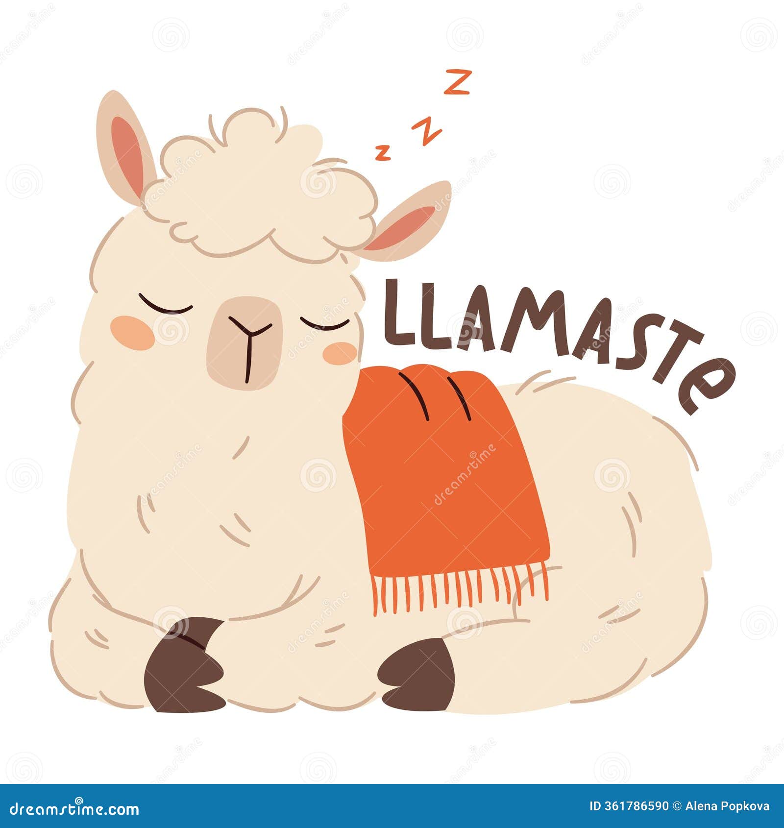 A Cute Llama Sleeping on a White Background. Flat Vector Illustration ...