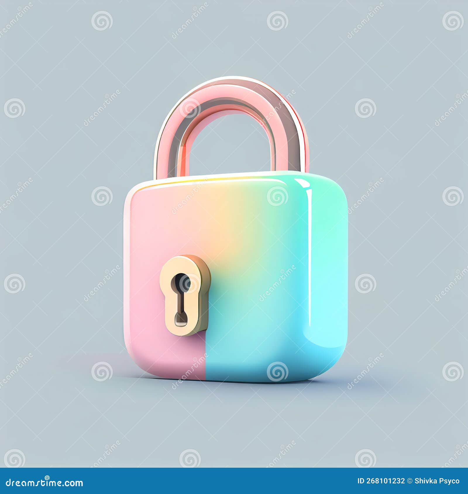 Cute Lock Icon Pastel Color Generative AI Stock Illustration ...