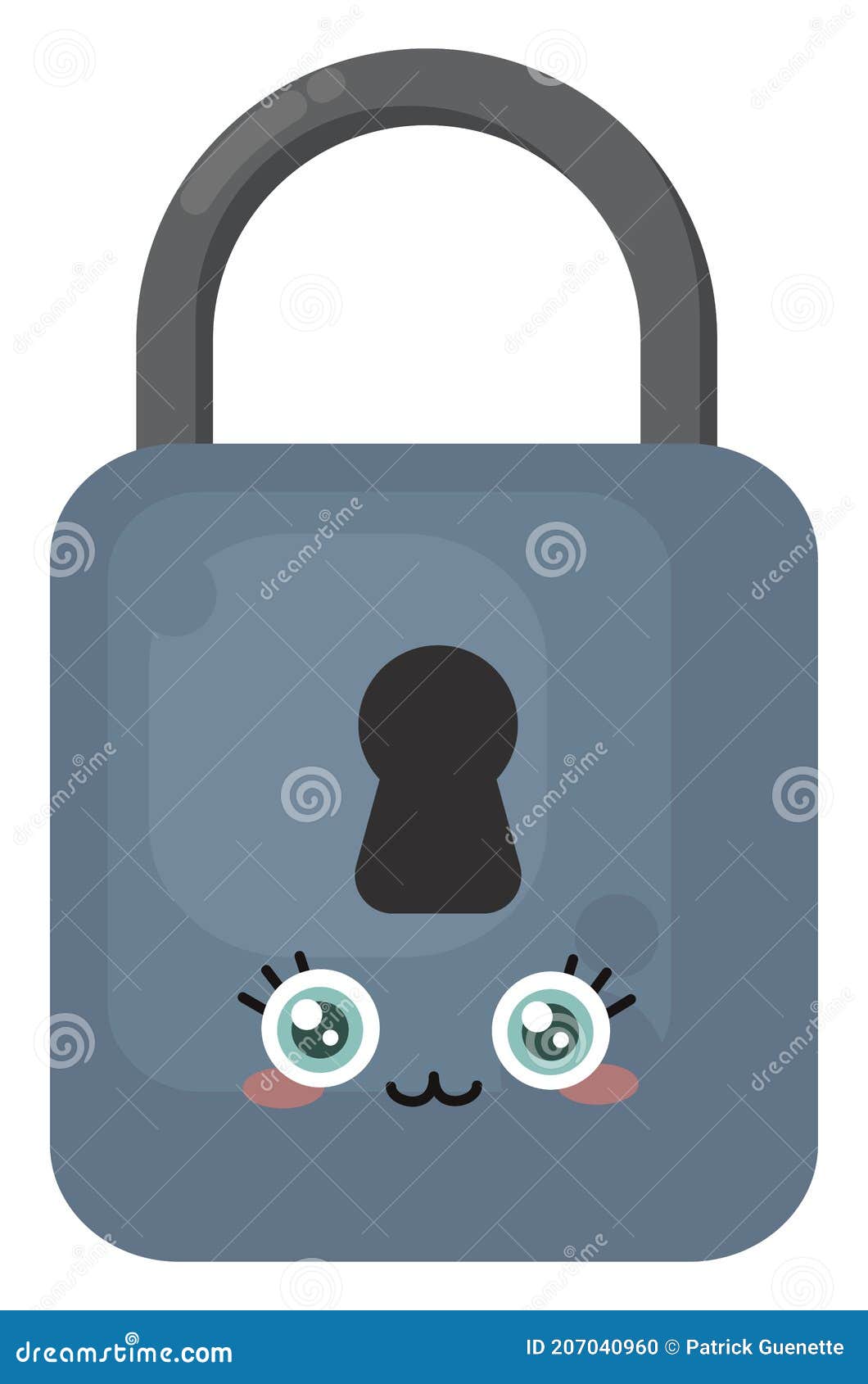 Cute Red Lock Icon Cartoonist Flat Design Vector Illustration ...