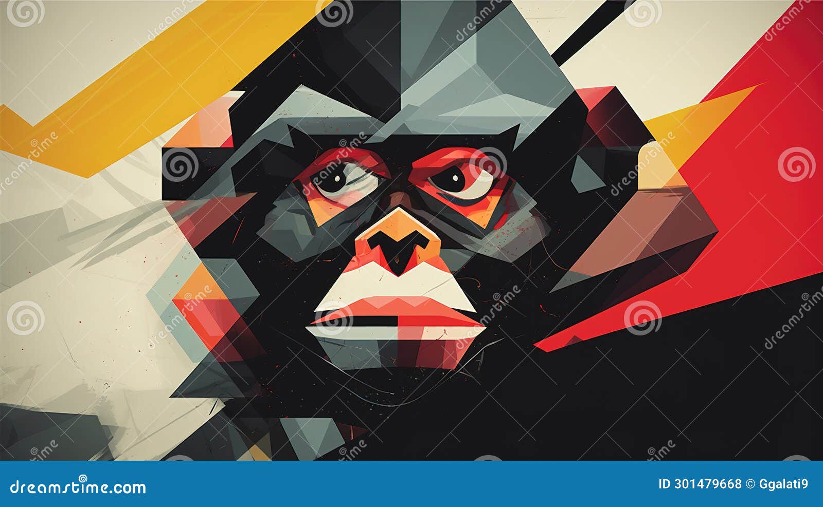 A Cute Looking Ape Face, Sad Inside Geometrical Design, Ai Generated ...
