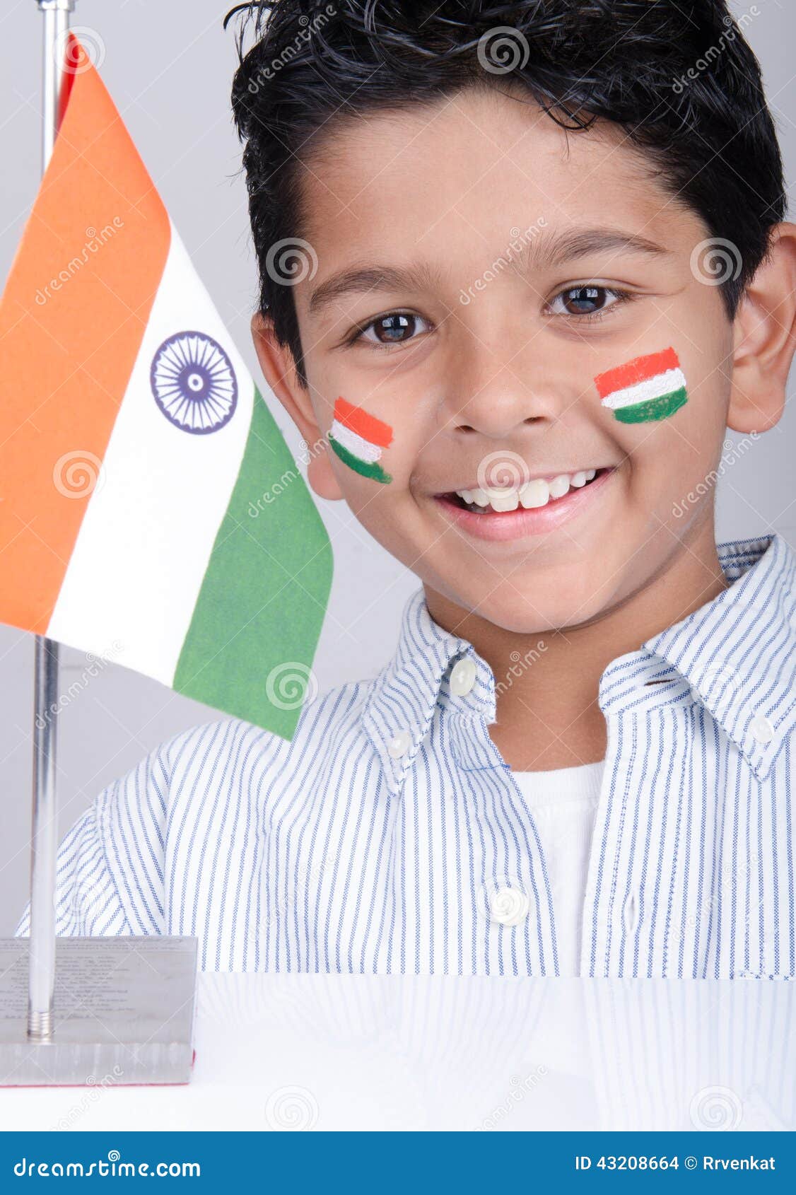 Cute Looking Indian Kid With Indian Flag Stock Photo | CartoonDealer ...