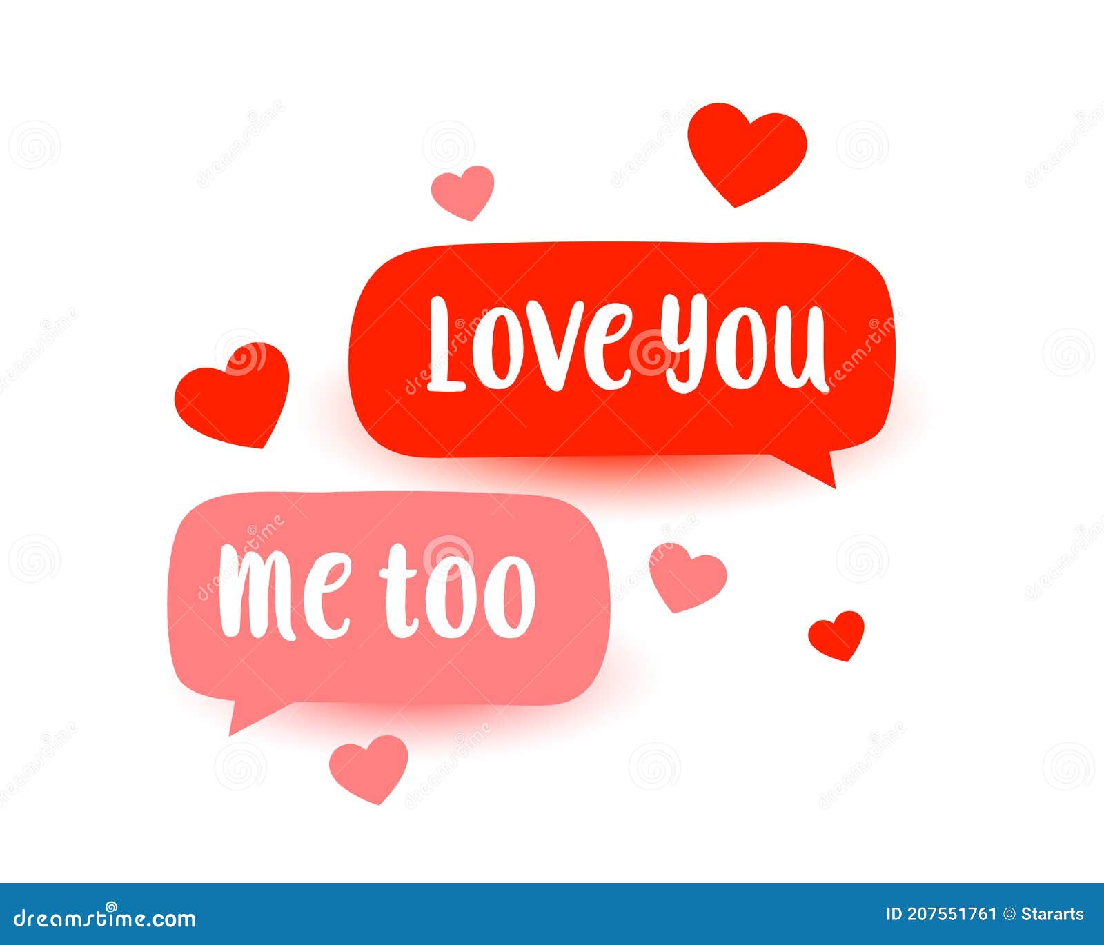Cute Love Chat Message with Hearts Design Stock Vector - Illustration ...