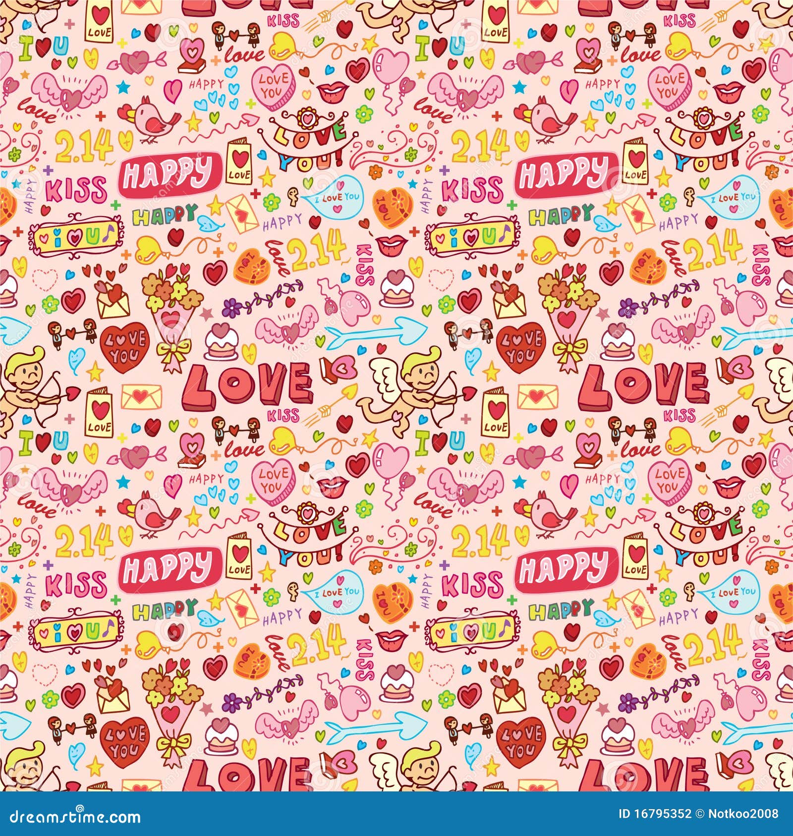 Cute Love Element Seamless Pattern Stock Vector - Illustration of amour ...
