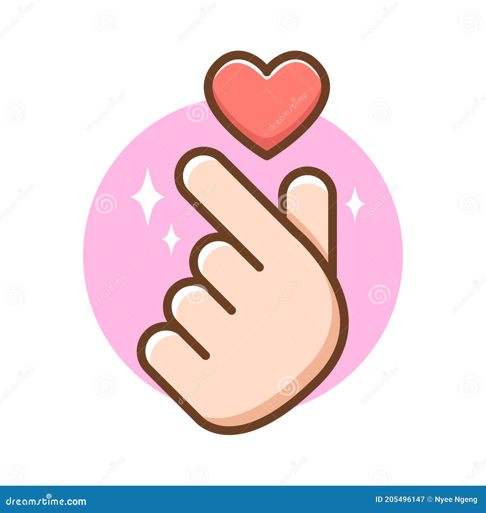 Cute Love Gesture Hand with Heart Stock Vector - Illustration of ...