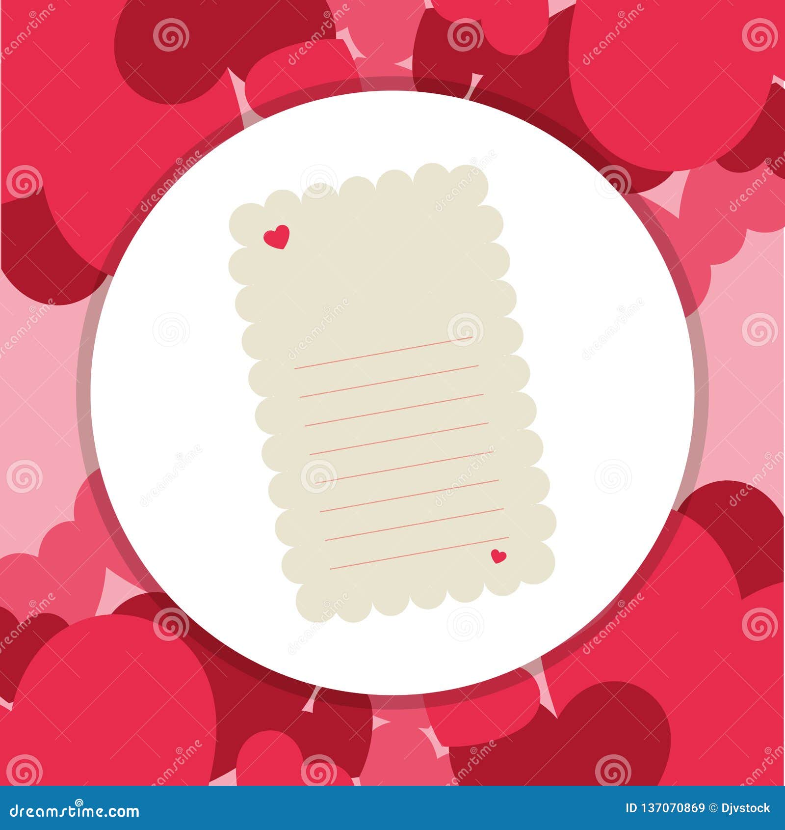Cute Love Letter with Hearts Stock Vector - Illustration of heart ...