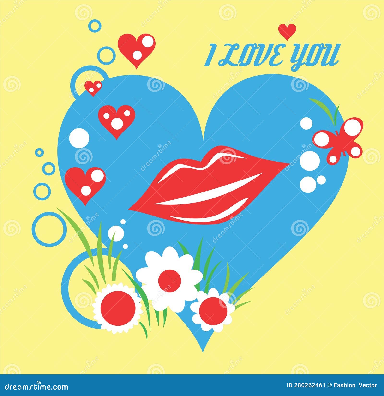 Cute Love Lips Print Vector Art Stock Vector - Illustration of ...
