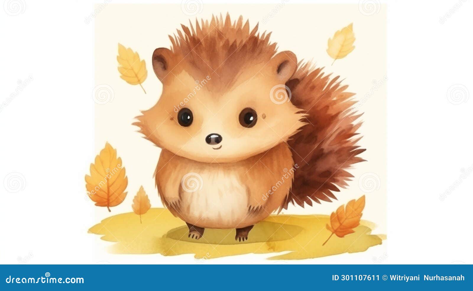 Cute Lovely Little Hedgehog Character. Generative Ai Stock Illustration ...