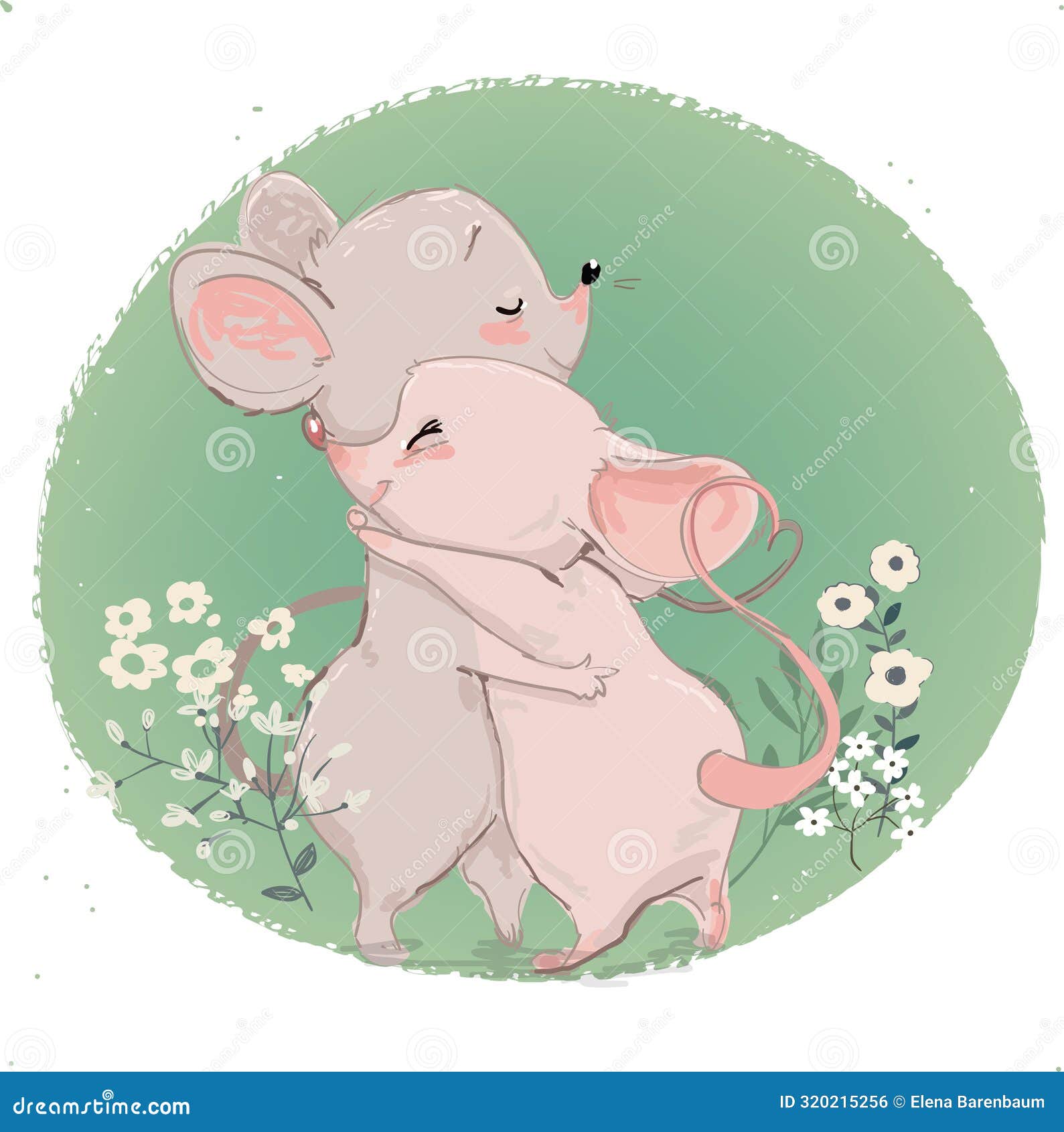 Cute Lovely Mouses Characters are Hugging Stock Vector - Illustration ...