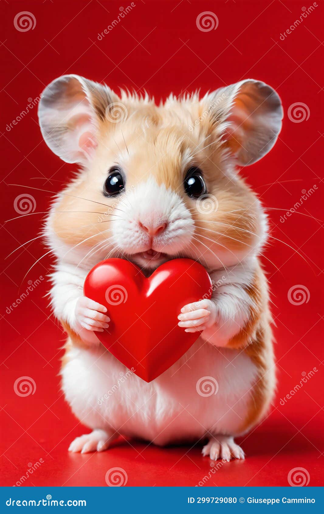 A Cute Hamster Holding a Red Heart Stock Illustration - Illustration of ...