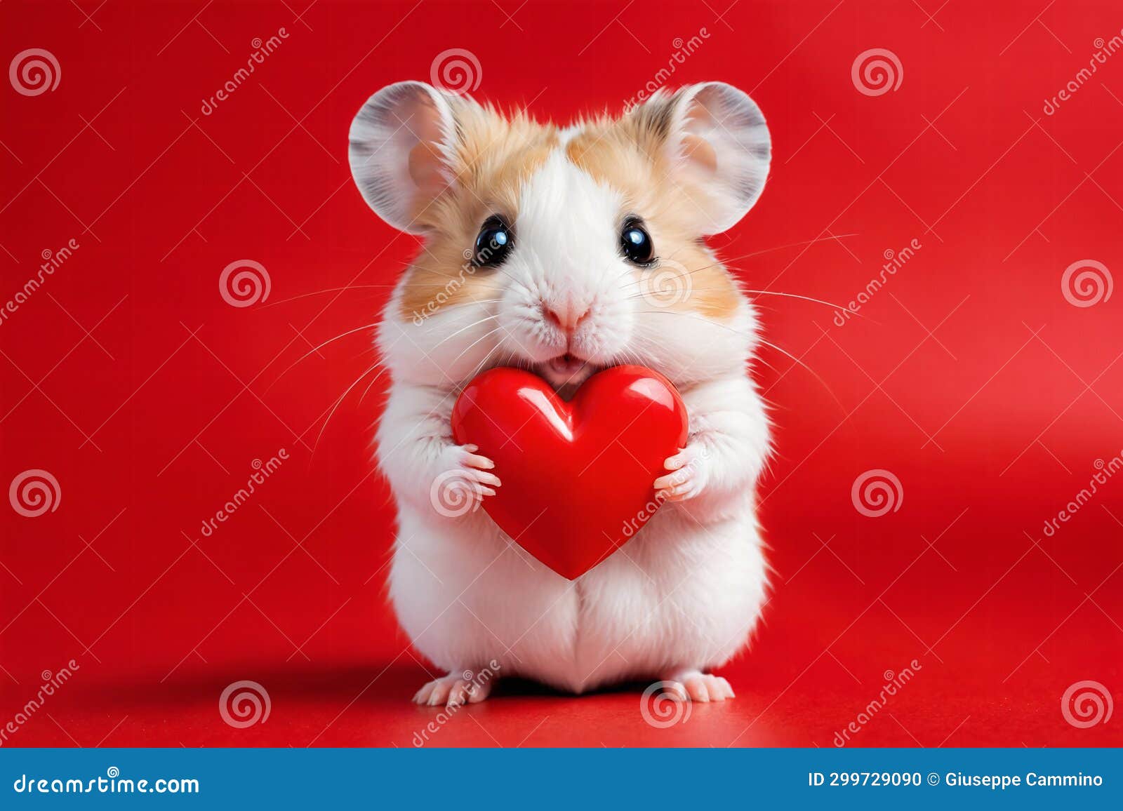 A Cute Hamster Holding a Red Heart Stock Illustration - Illustration of ...