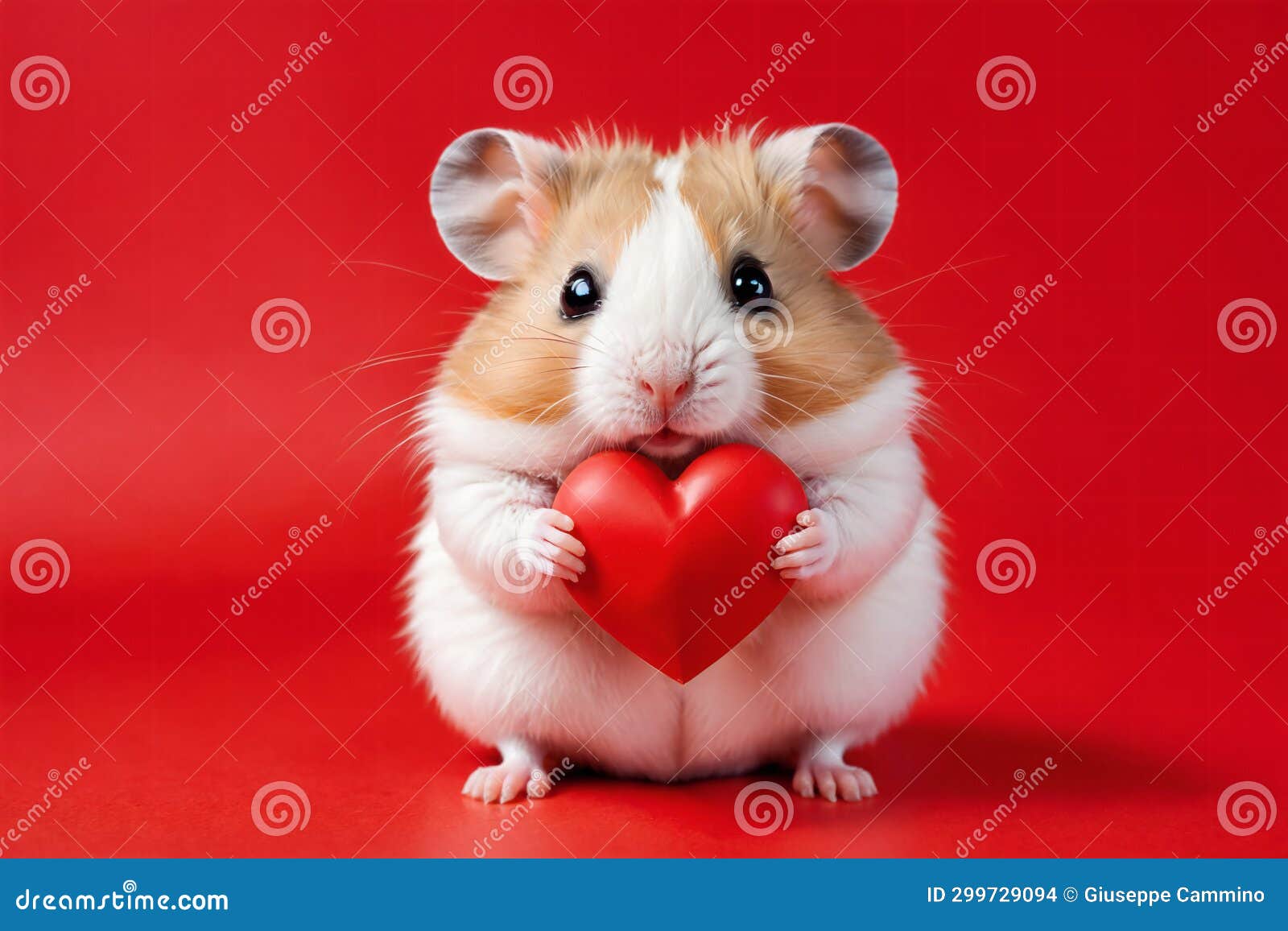 A Cute Hamster Holding a Red Heart Stock Illustration - Illustration of ...