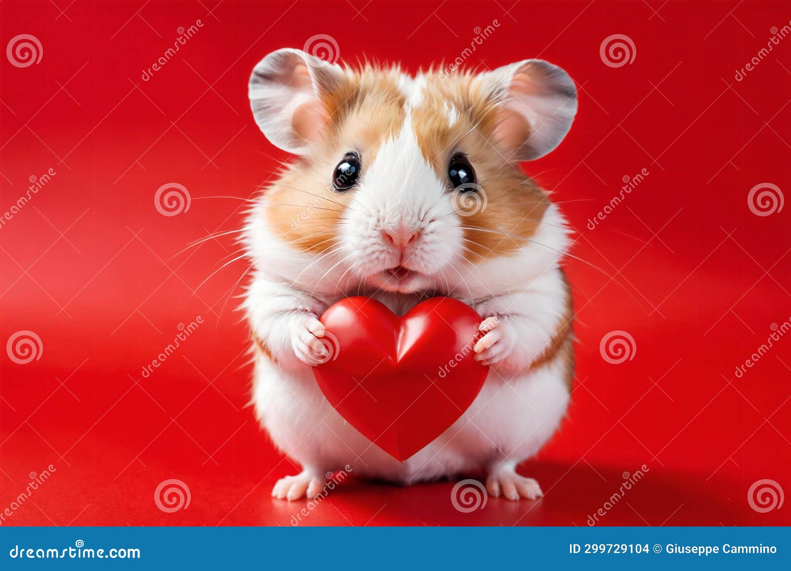A Cute Hamster Holding a Red Heart Stock Illustration - Illustration of ...