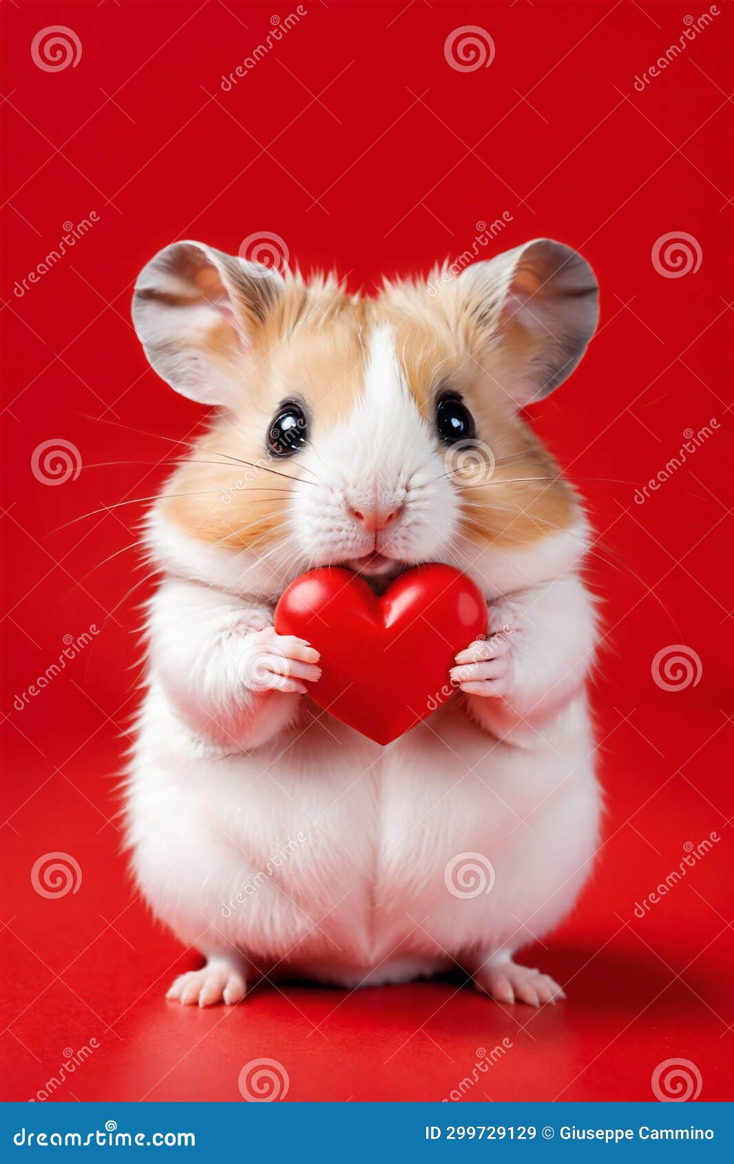 A Cute Hamster Holding a Red Heart Stock Illustration - Illustration of ...