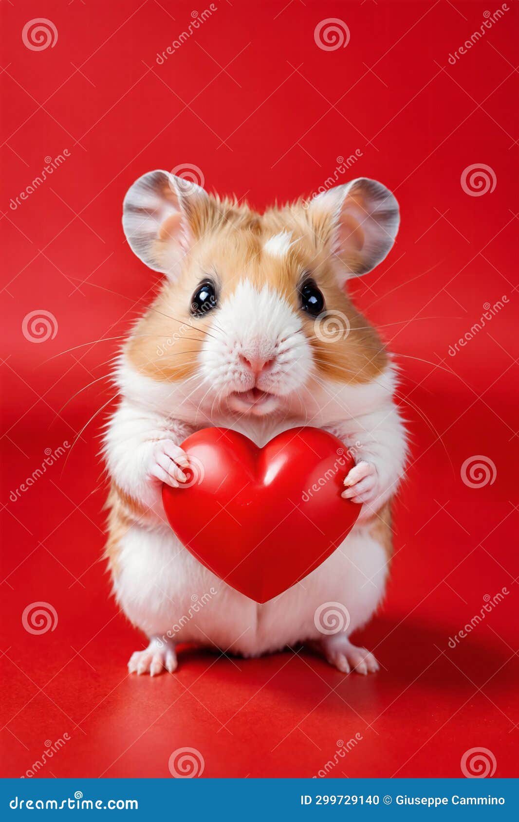 A Cute Hamster Holding a Red Heart Stock Illustration - Illustration of ...