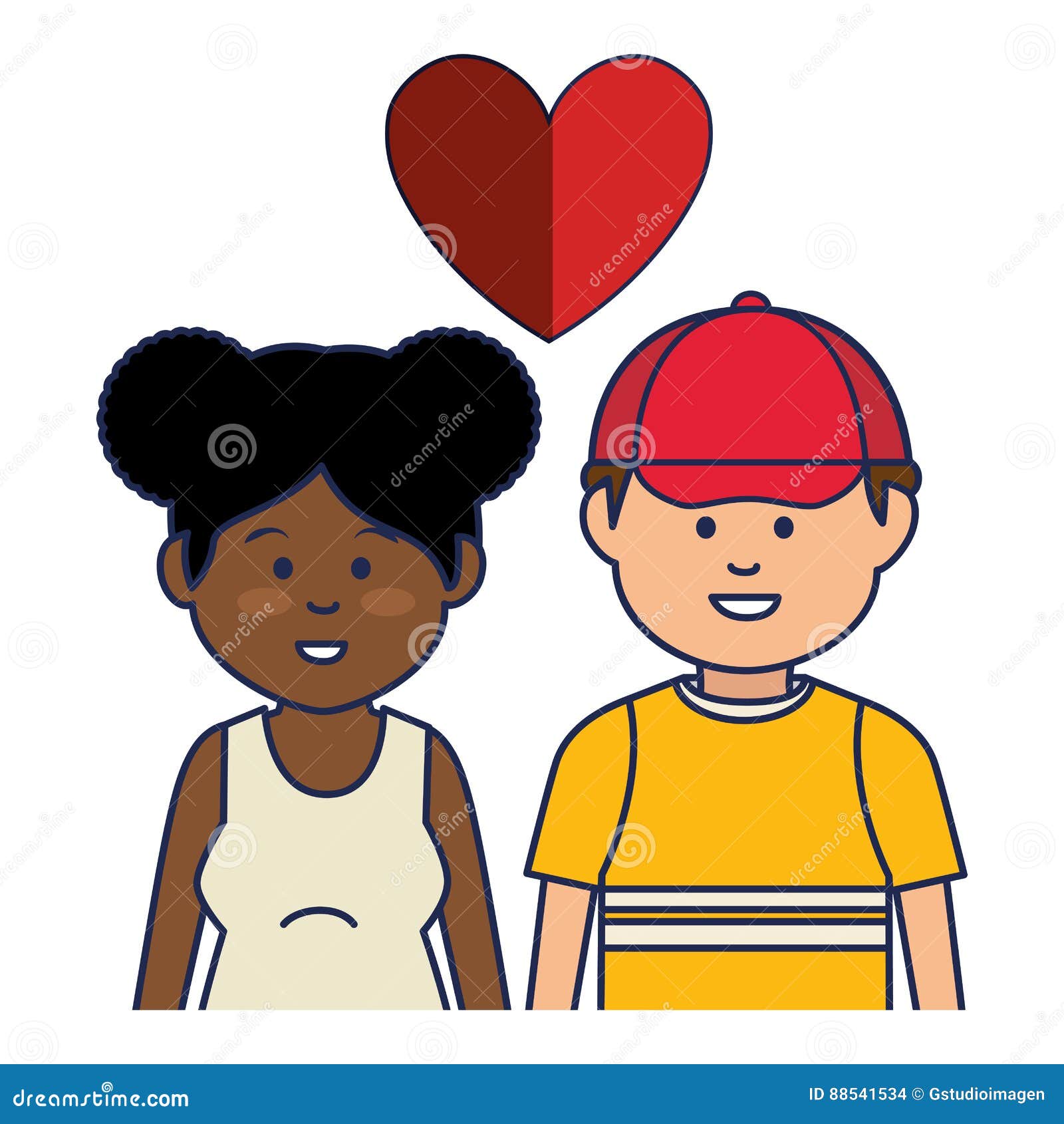 Cute Lovers Couple Ethnicity Stock Vector Illustration Of Portrait