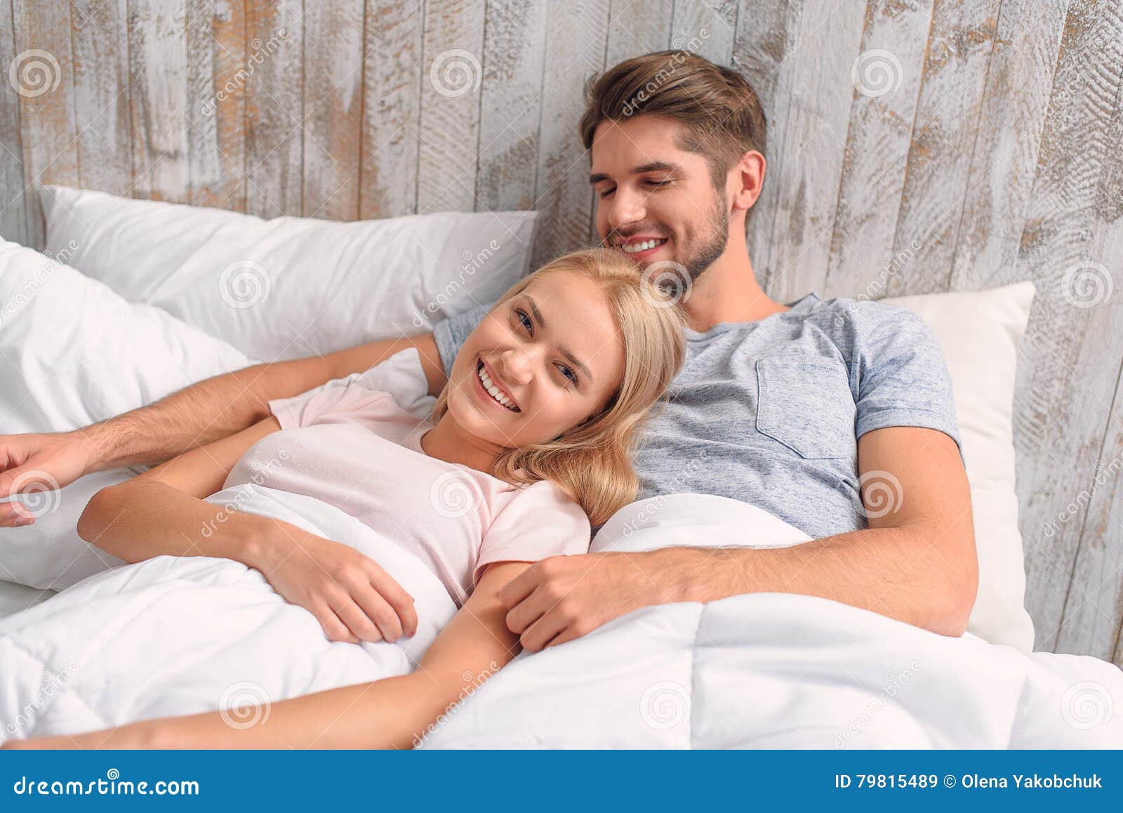 Cute Loving Couple Embracing In Bedroom Stock Image Image Of Happy Apartment 79815489