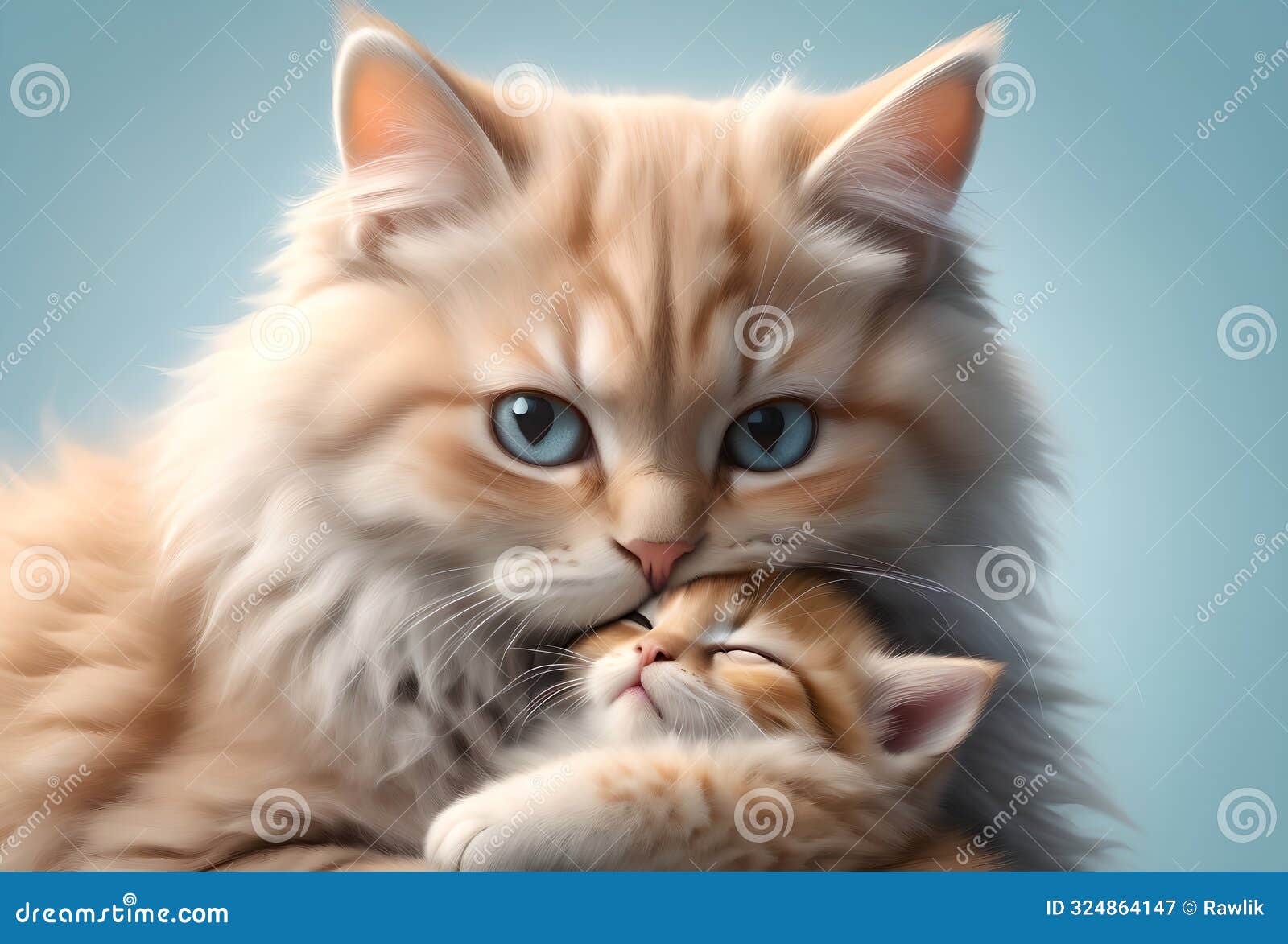 Cute Loving Two Cats, Dad and Son Stock Image - Image of family ...