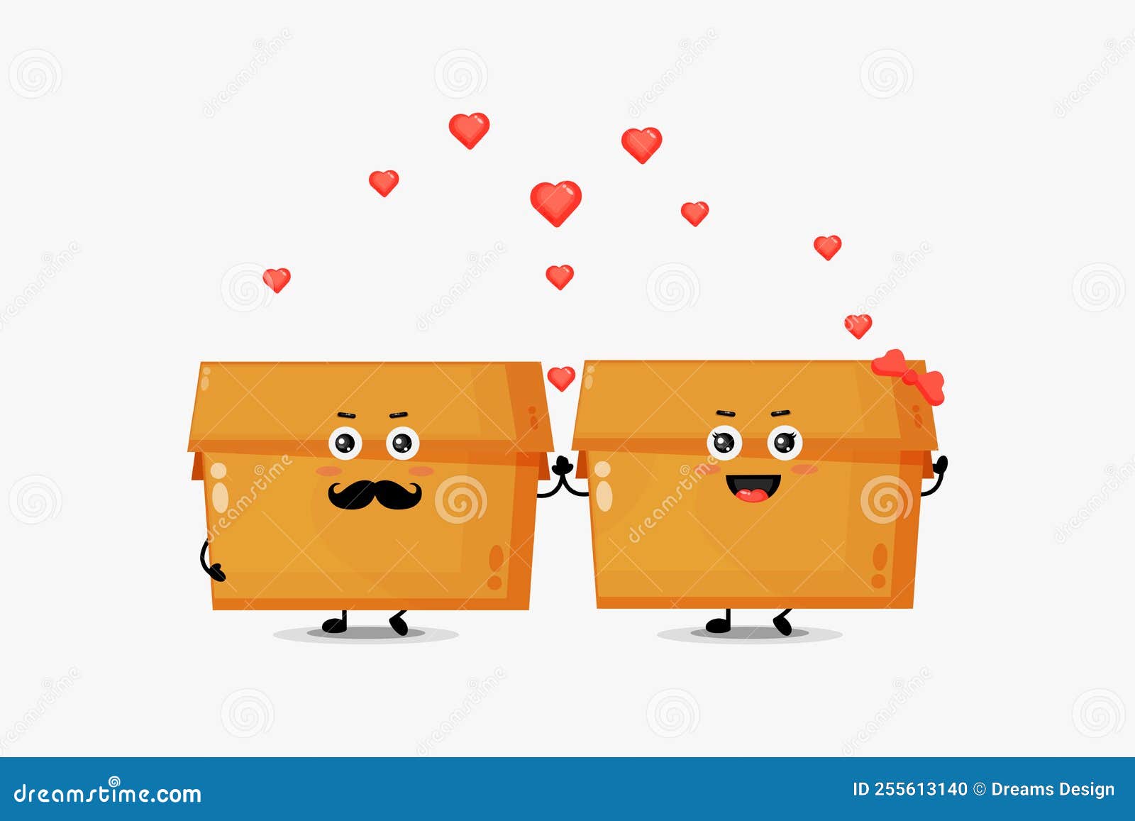 Cute Box Character Fall in Love Stock Vector - Illustration of ...