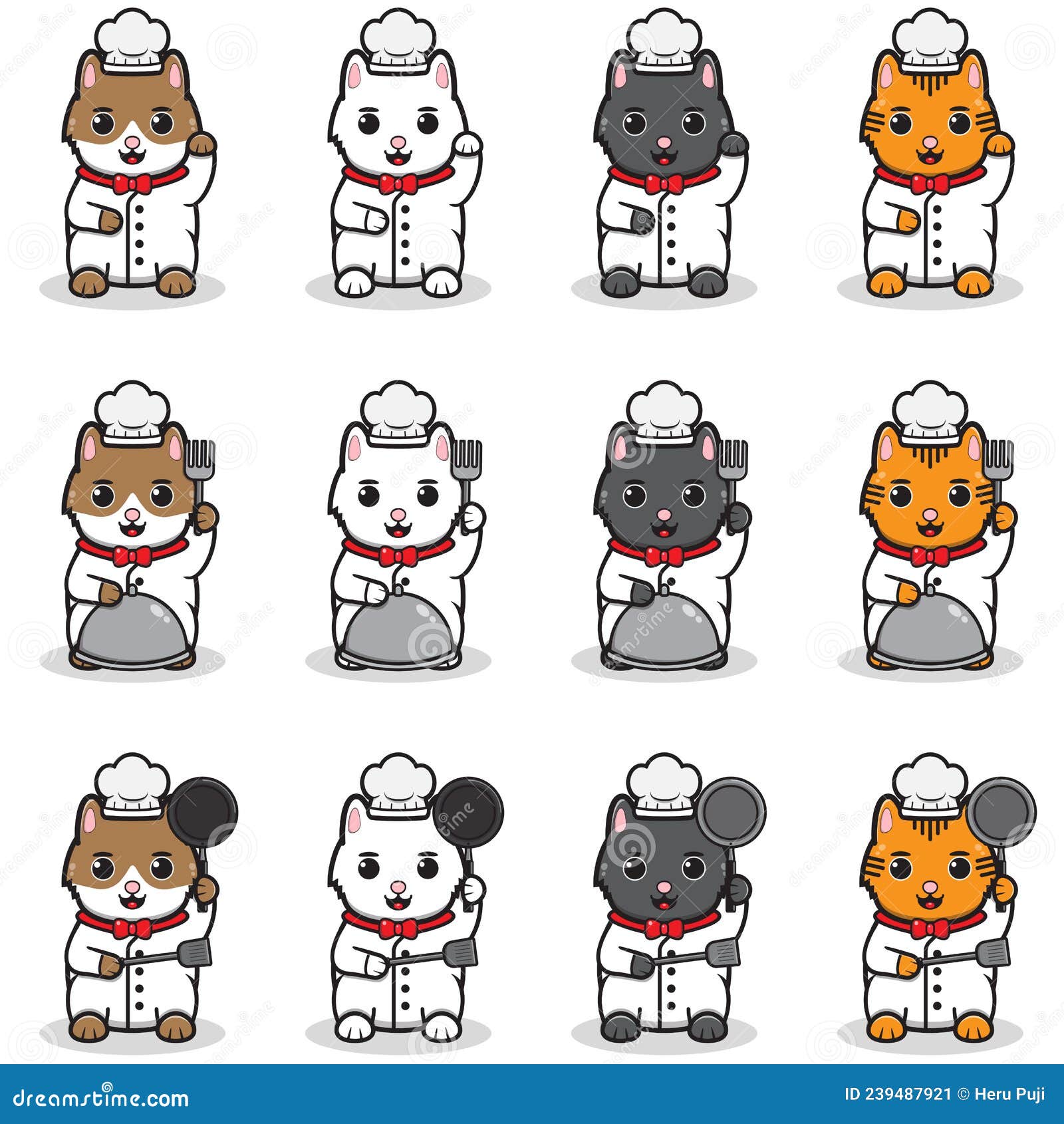 Vector Illustration of Cute Cats with Chef Costume. Stock Vector ...