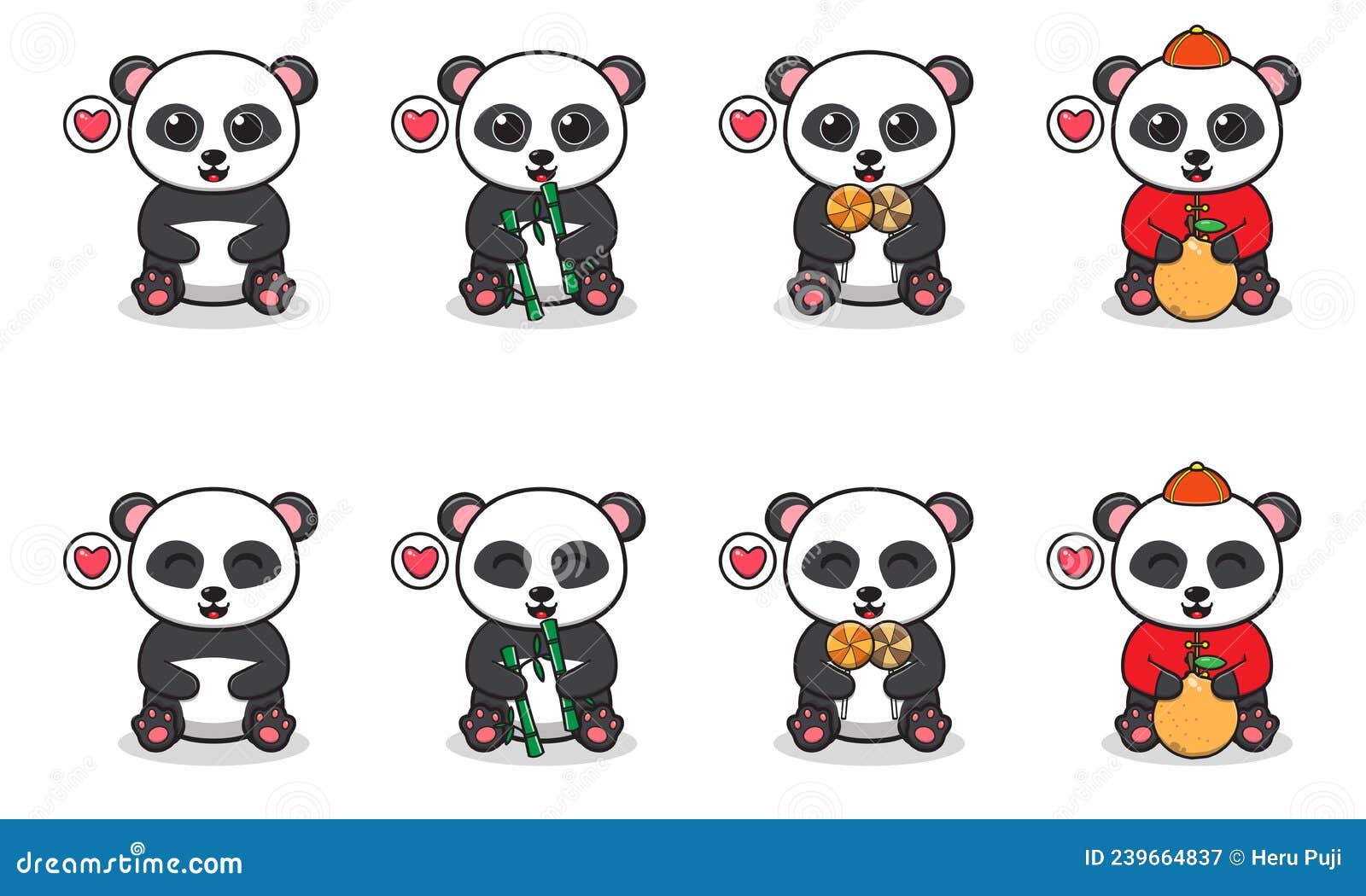 Vector Illustration Of Cute Smiling Panda Cartoon With Siting And Hand ...