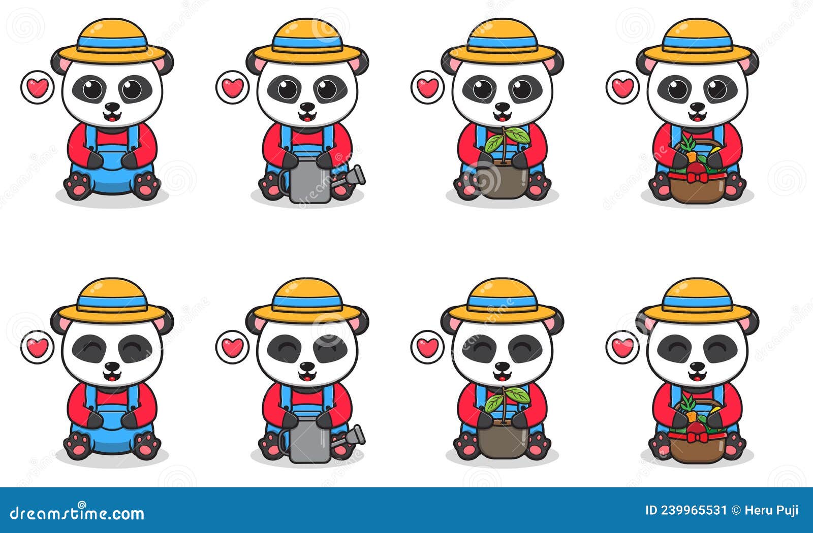 Cartoon of Cute Lucky Panda Farmer Stock Vector - Illustration of ...
