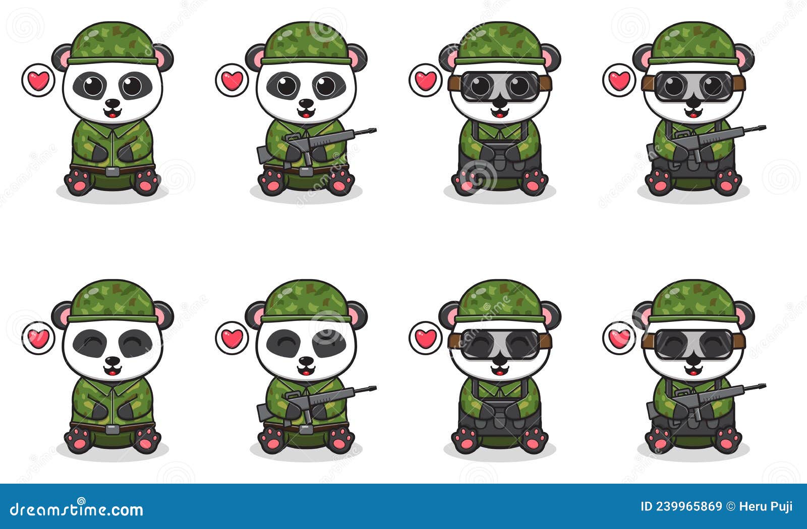 Vector Illustration of Cute Panda with Soldier Costume Stock Vector ...