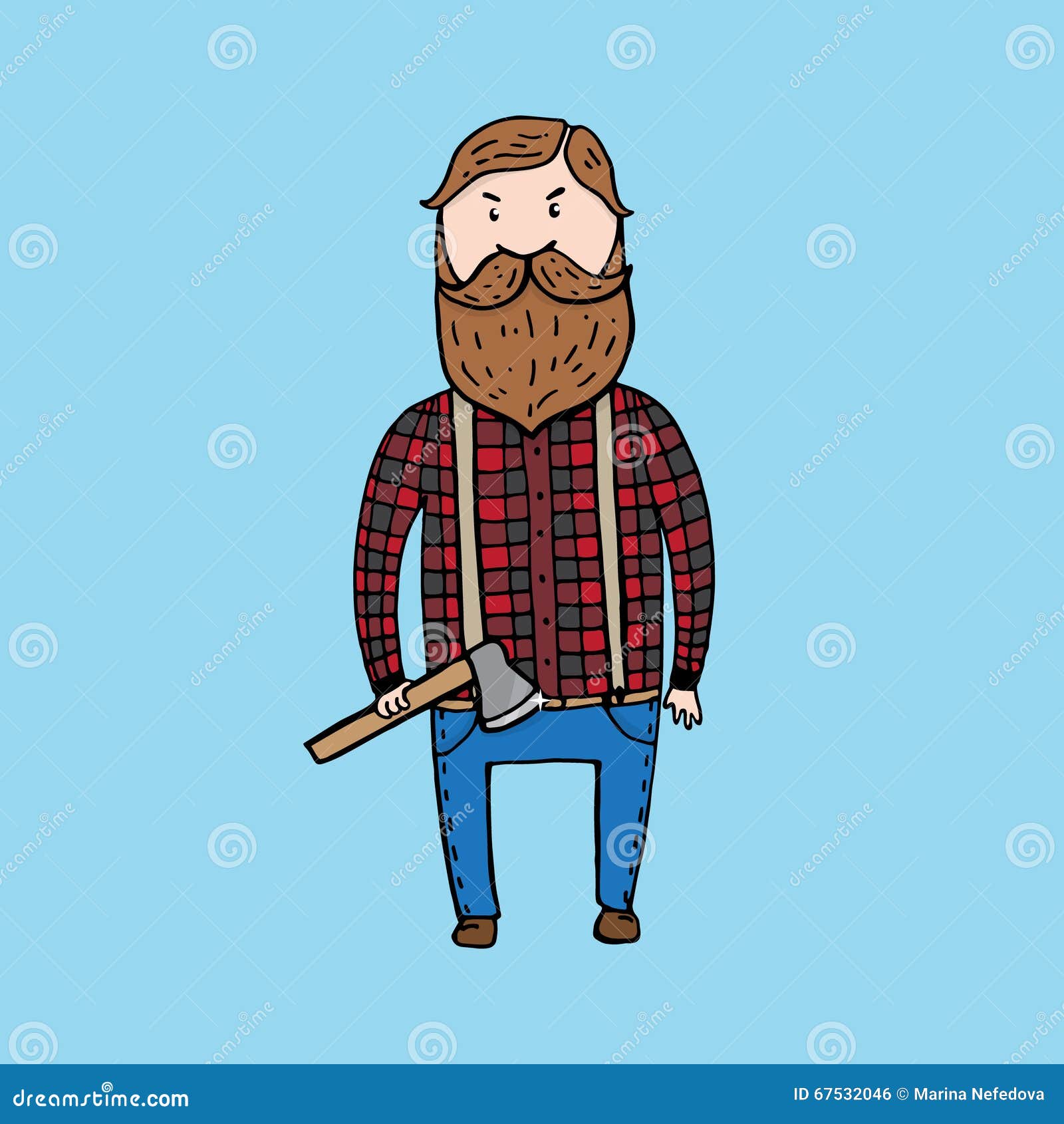 Cute Lumberjack with an Axe Stock Illustration - Illustration of ...