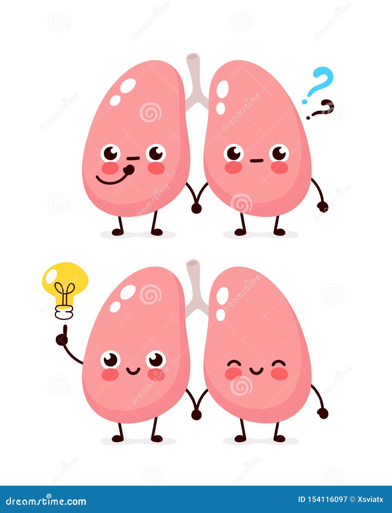 Cute Lungs With Question Mark Cartoon Vector | CartoonDealer.com #154116097