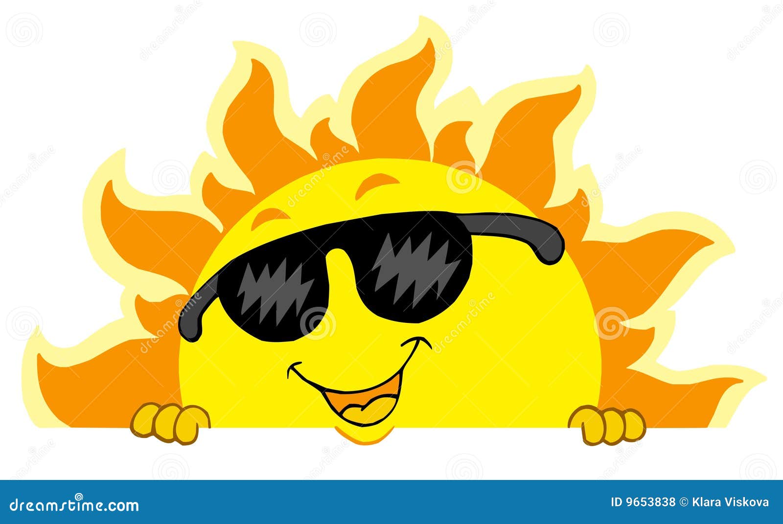Cute Lurking Sun with Sunglasses Stock Vector - Illustration of happy ...