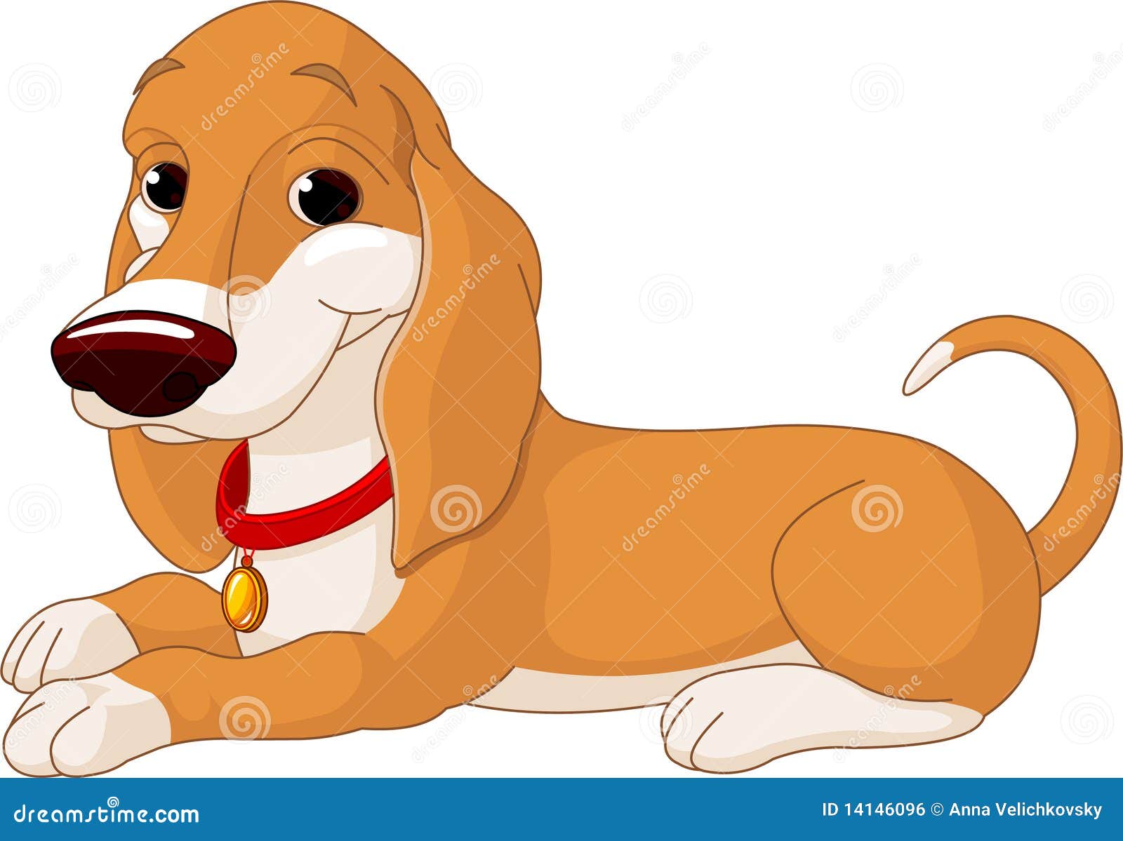 Cute lying dog stock vector. Illustration of pets, happy - 14146096