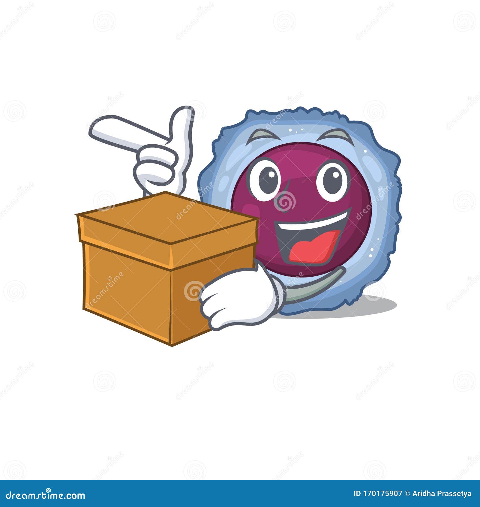 Cute Lymphocyte Cell Cartoon Character Having a Box Stock Vector ...