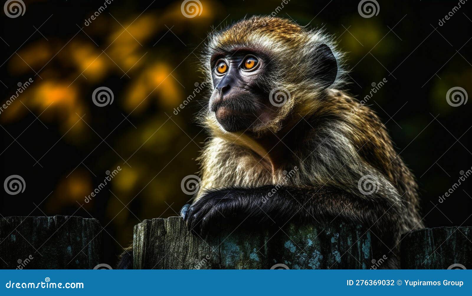 Cute Macaque Sitting in Forest, Staring Ahead Generated by AI Stock ...