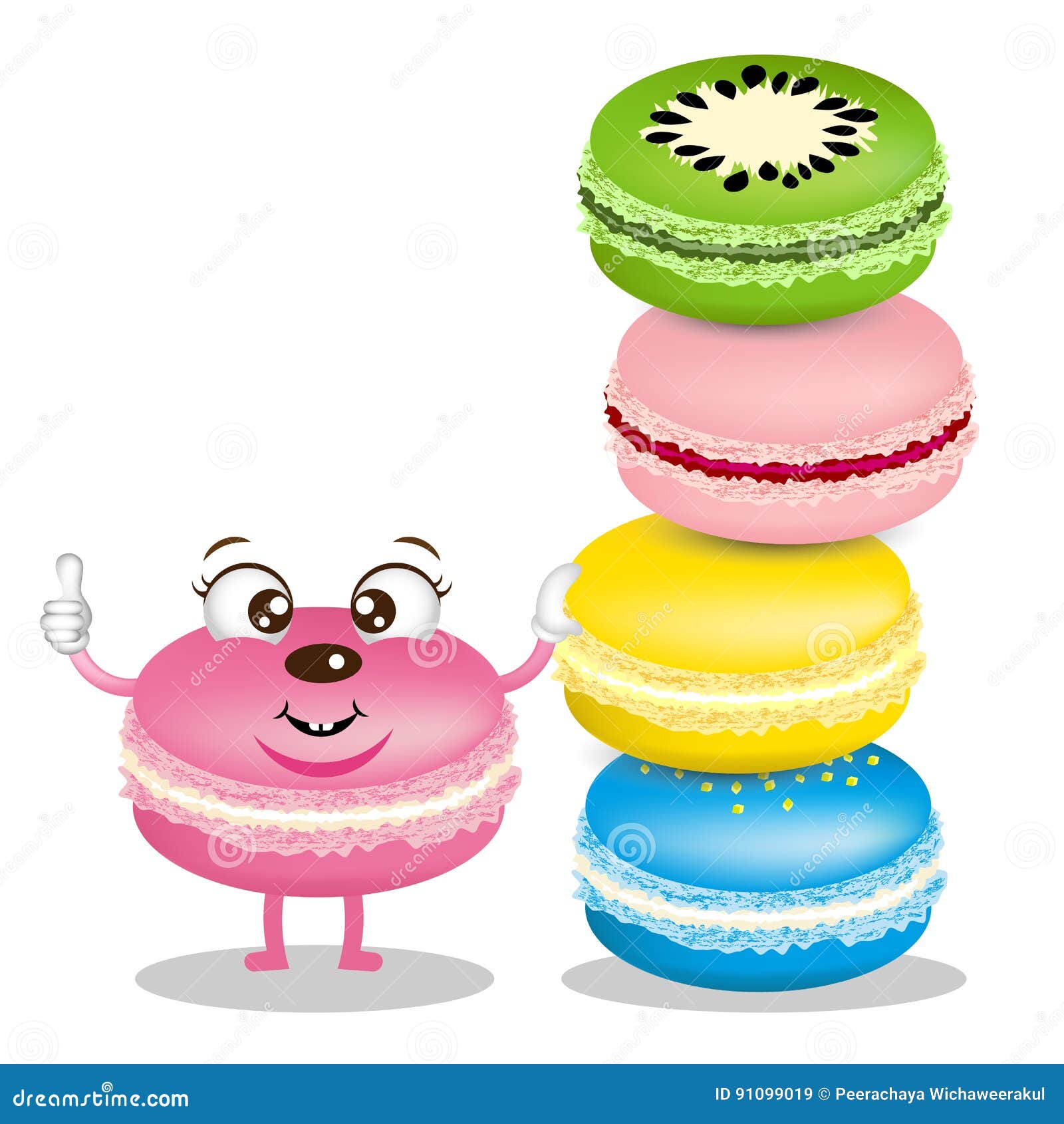 Cute macarons cartoon stock vector. Illustration of cute - 91099019