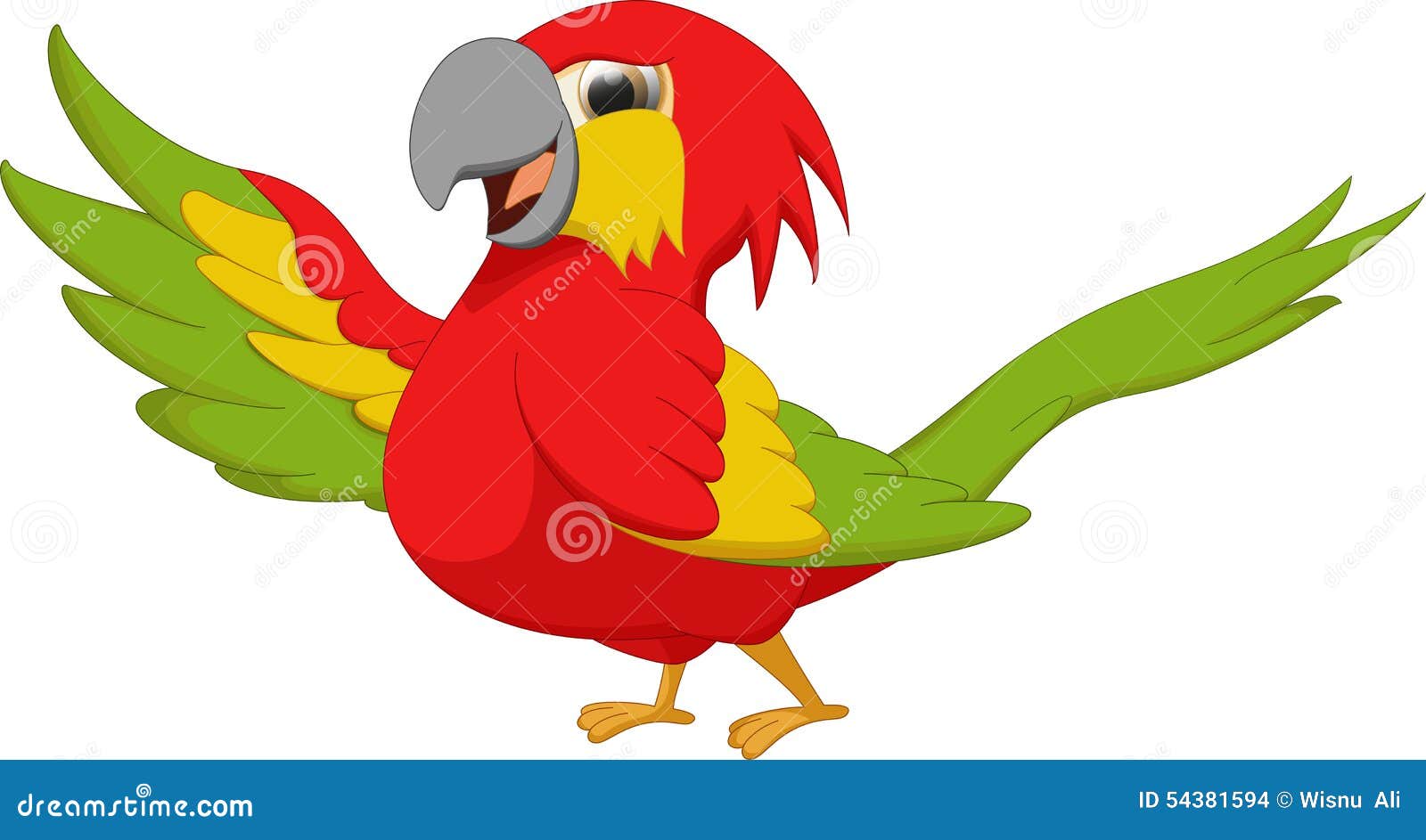 Cute Macaw Bird Cartoon Vector Illustration | CartoonDealer.com #54381594