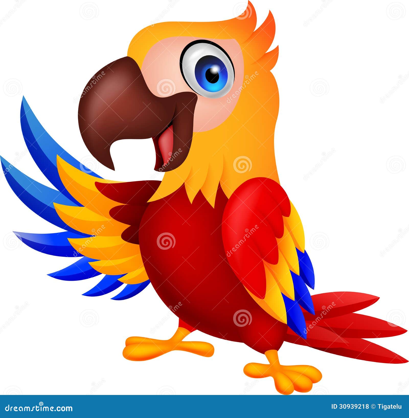 Cute Macaw Bird Cartoon Waving Stock Vector - Illustration of comic ...