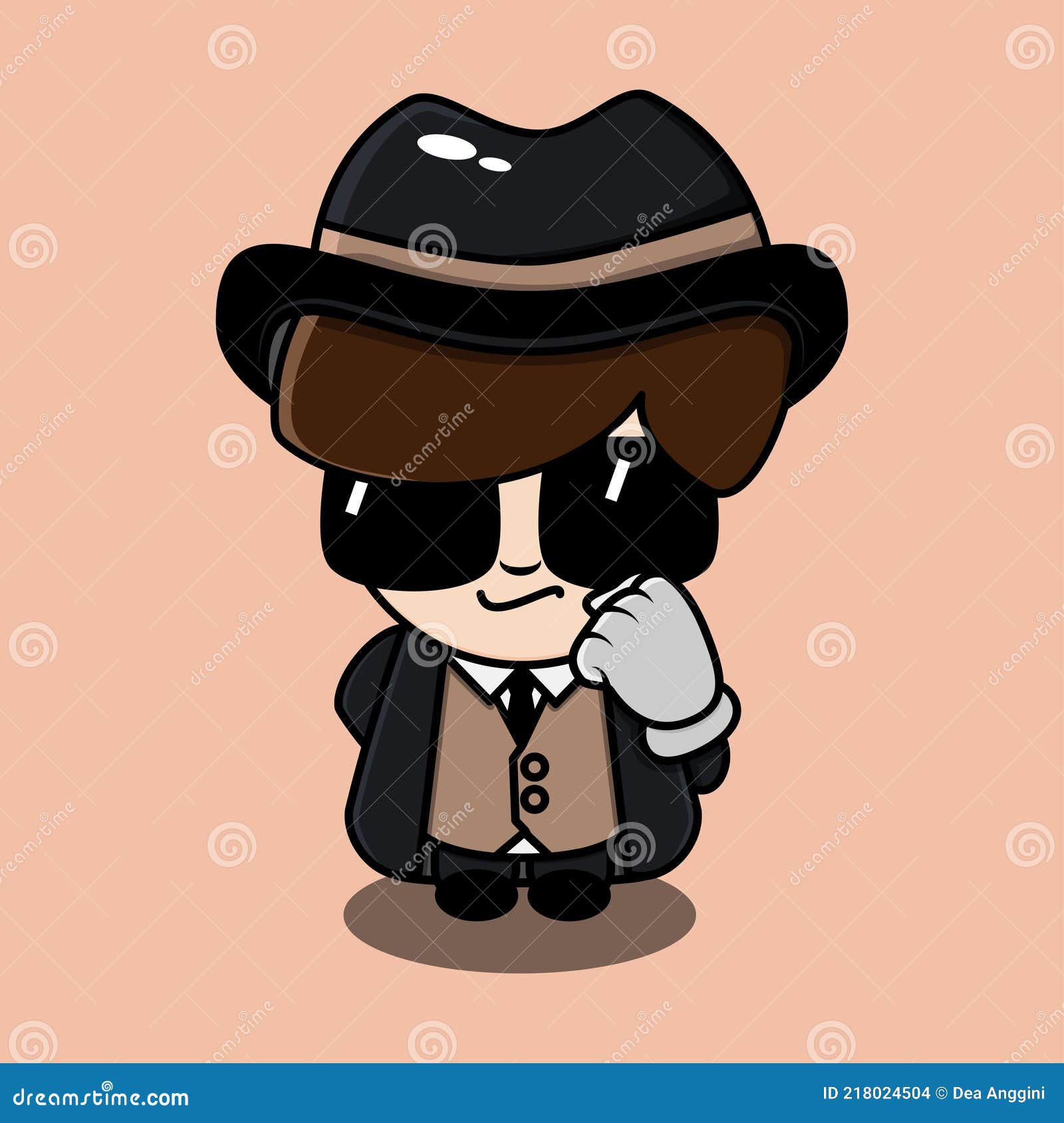 Cute Mafia Character with Simple Concept Stock Vector - Illustration of ...