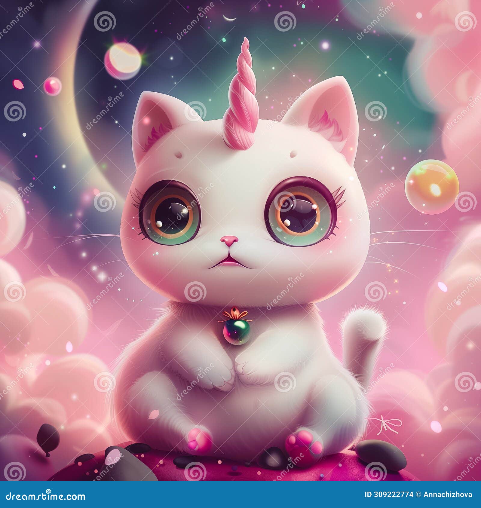 The Cute and Magic Cat Unicorn Stock Photo - Image of fantasy, black ...