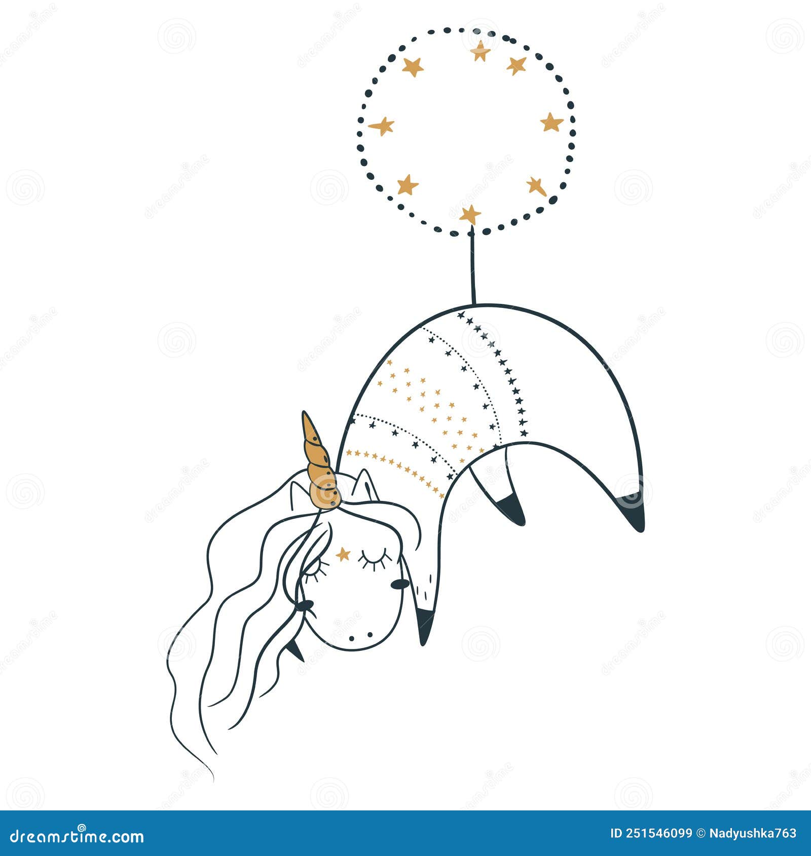 Cute Magic Celestial Unicorn. Vector Illustration. Stock Vector ...