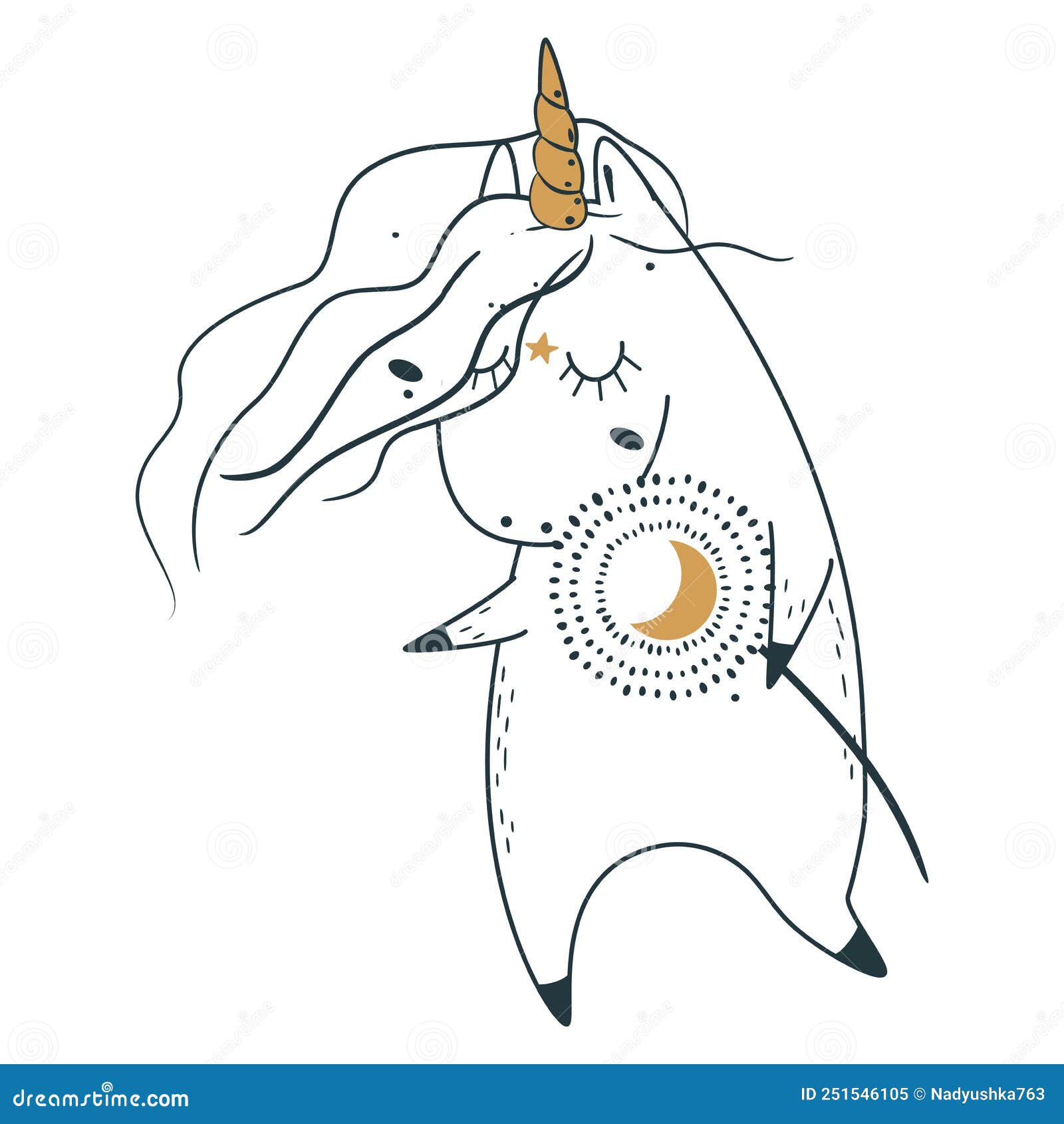 Cute Magic Celestial Unicorn. Vector Illustration. Stock Vector ...