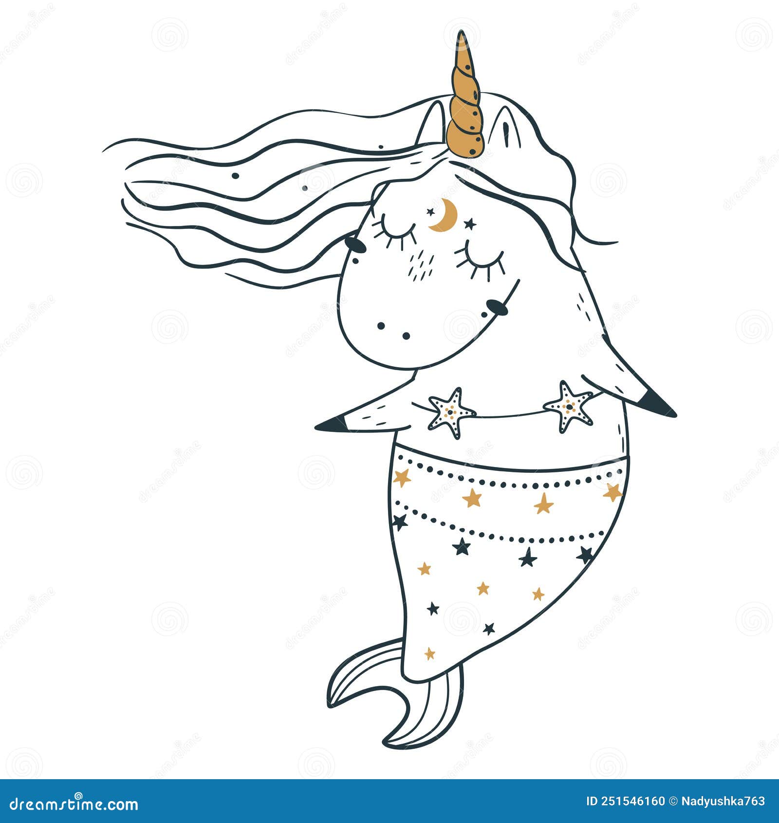 Cute Magic Celestial Unicorn. Vector Illustration. Stock Vector ...