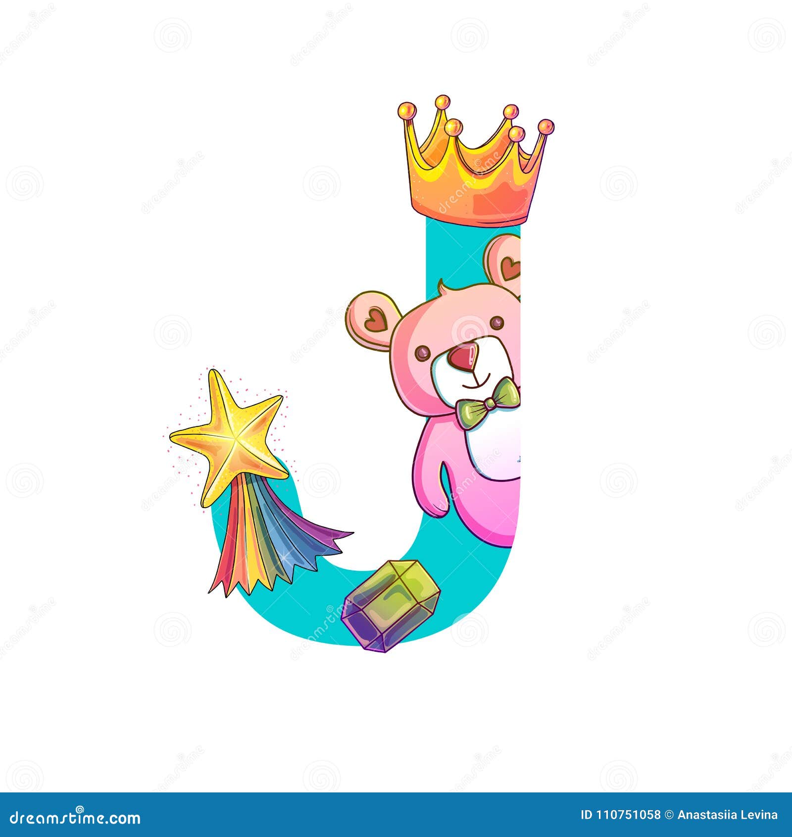 Cute magic letter J stock vector. Illustration of element - 110751058