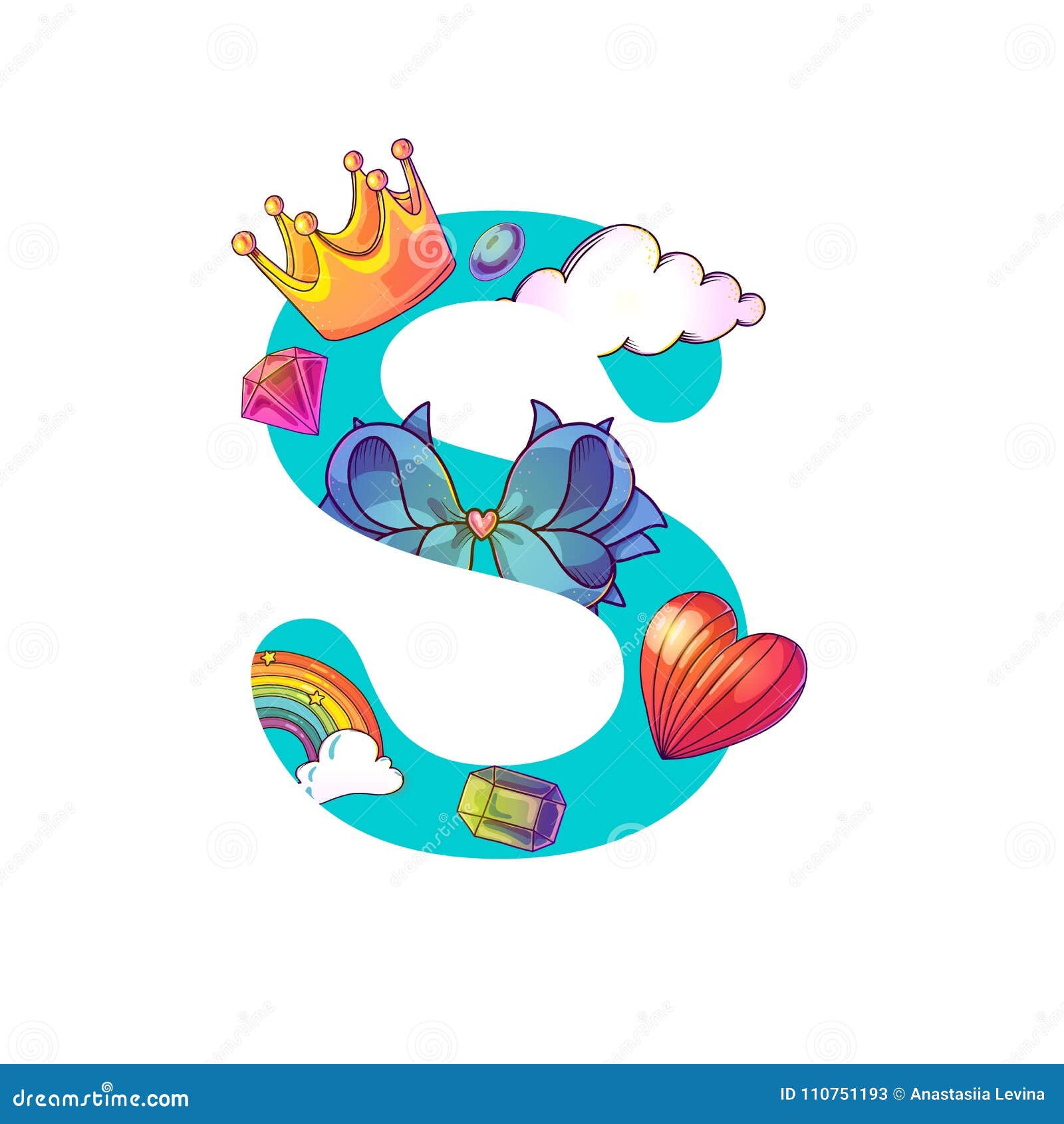 Cute magic letter S stock vector. Illustration of colorful - 110751193
