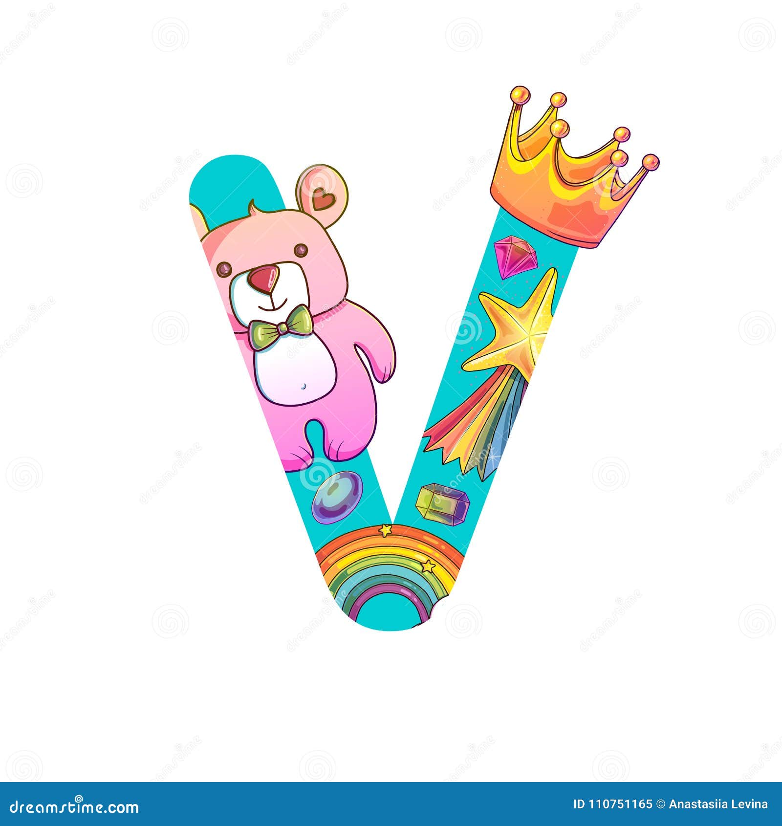 Cute magic letter V stock vector. Illustration of design - 110751165