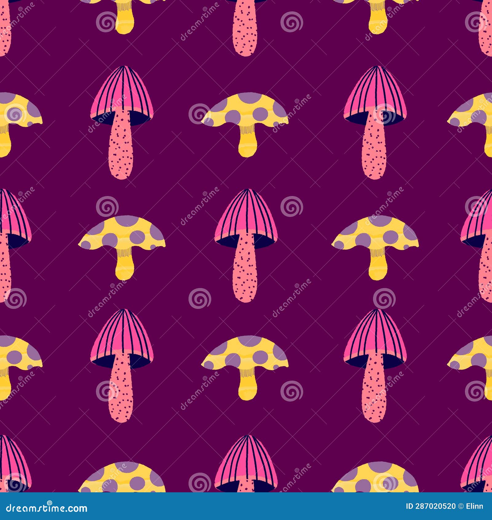 Cute Magic Mushrooms Vector Repeat Pattern Design Stock Vector ...