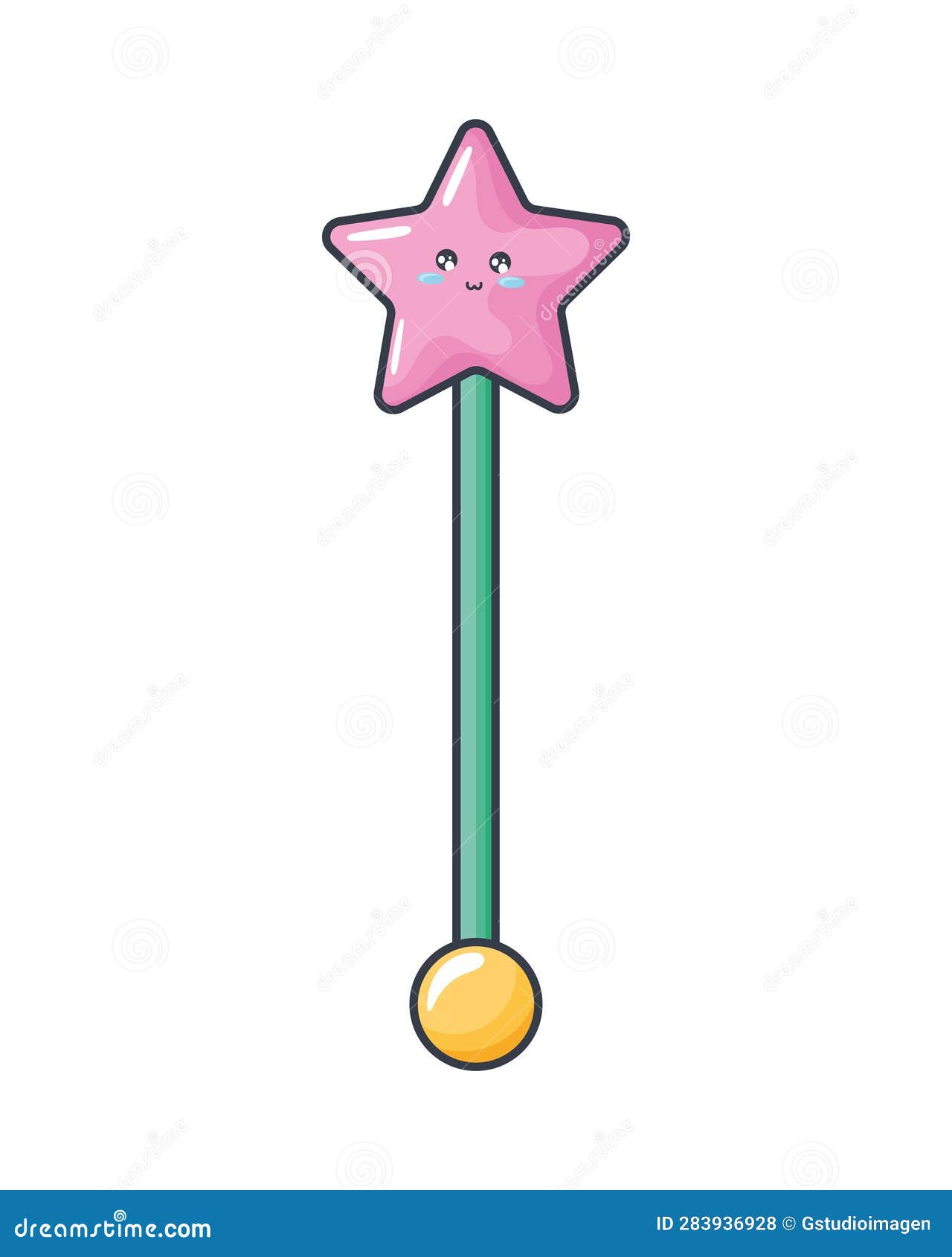 Cute magic wand kawaii stock vector. Illustration of funny - 283936928