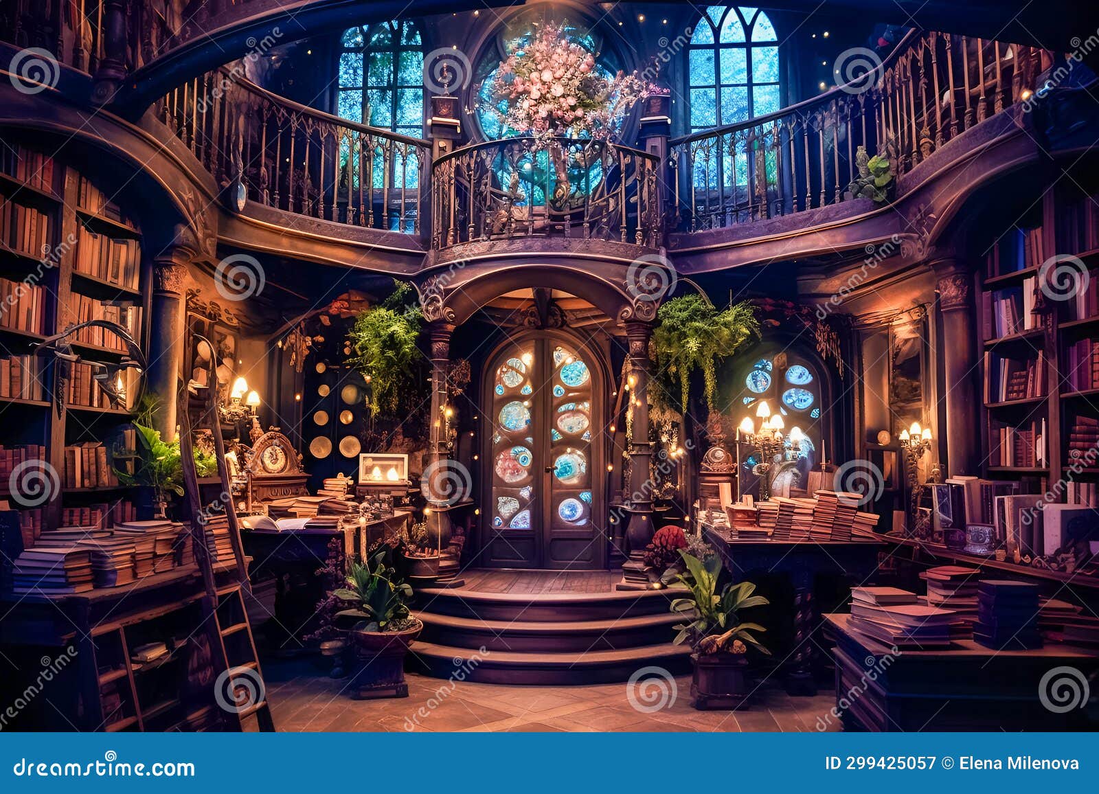 Cute Magical Bookstore or Library Stock Image - Image of book ...