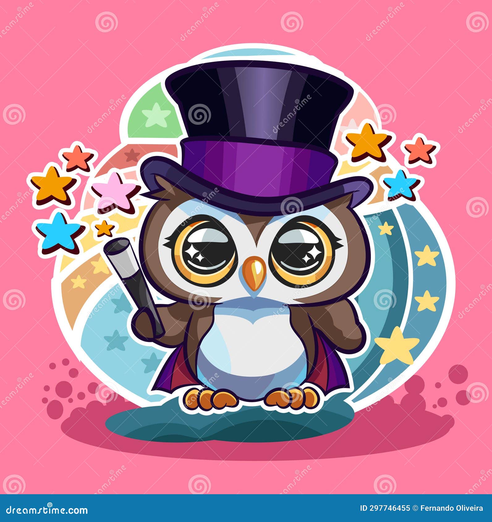 Cute Magical Owl, Vector Illustration for a Magical and Adorable Touch ...