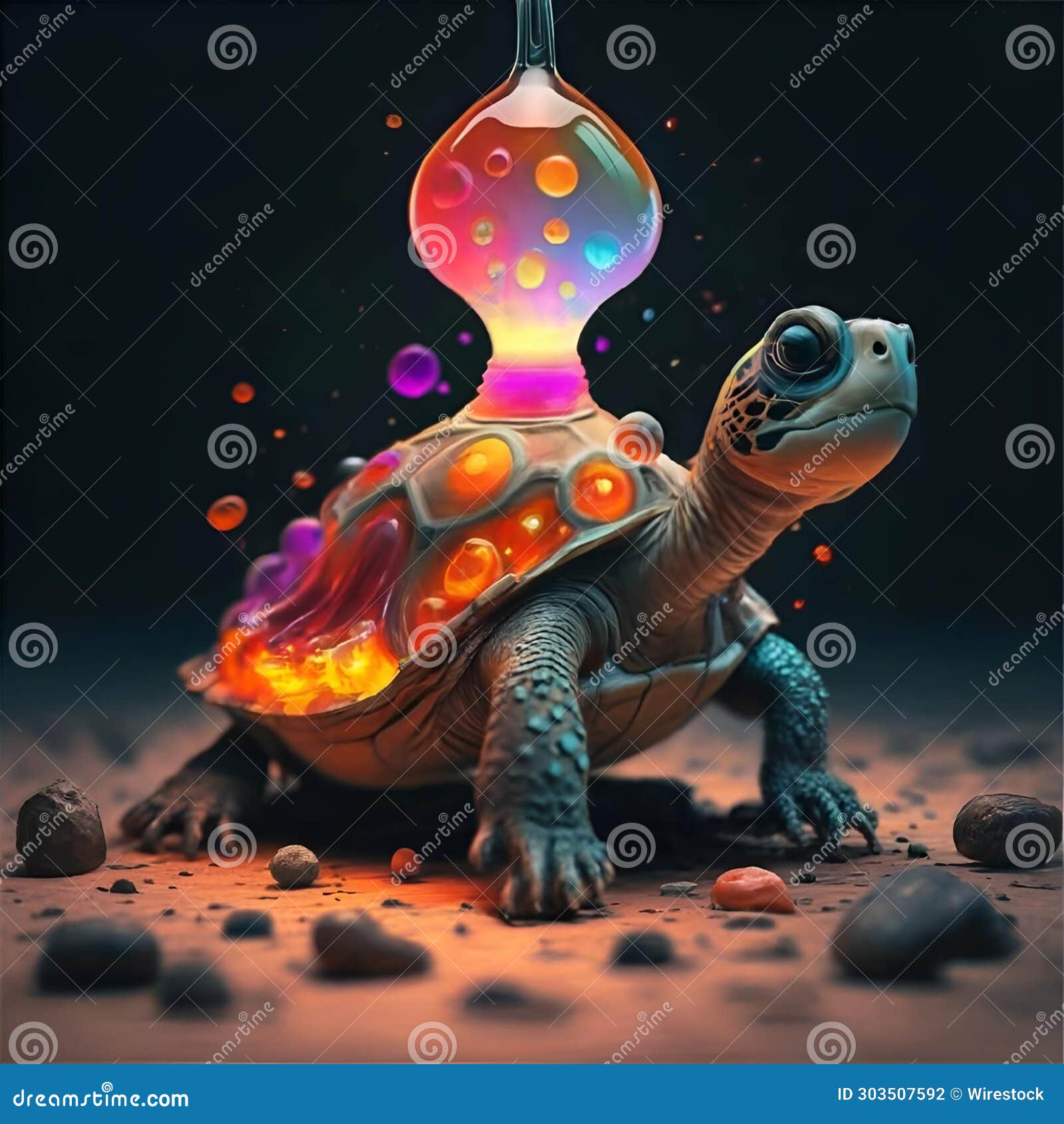 A Cute Magical Turtle Infused with the Essence of a Neon Lava Stock ...